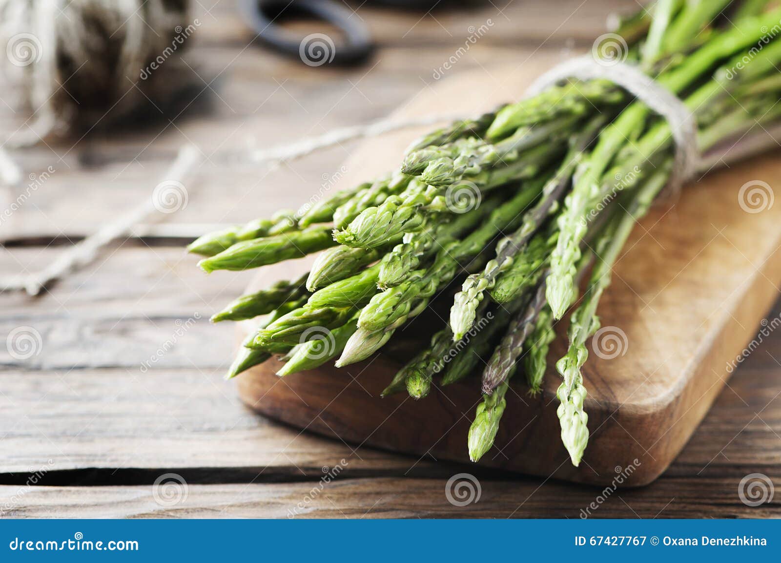 Fresh Wild Asparagus on the Wooden Table Stock Image - Image of wooden ...