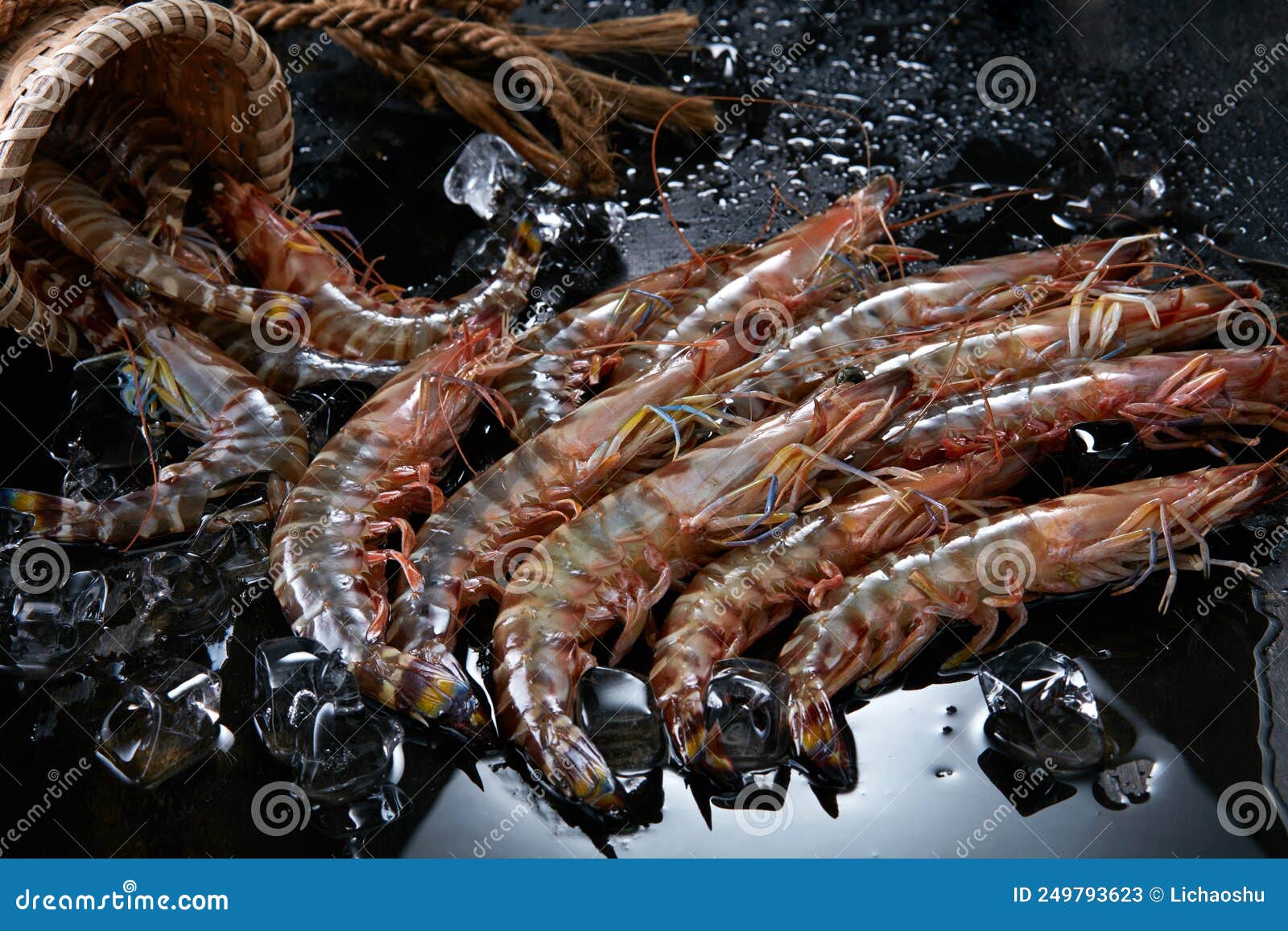 Fresh Wild Seafood Ingredients, Shrimp Stock Image - Image of green ...