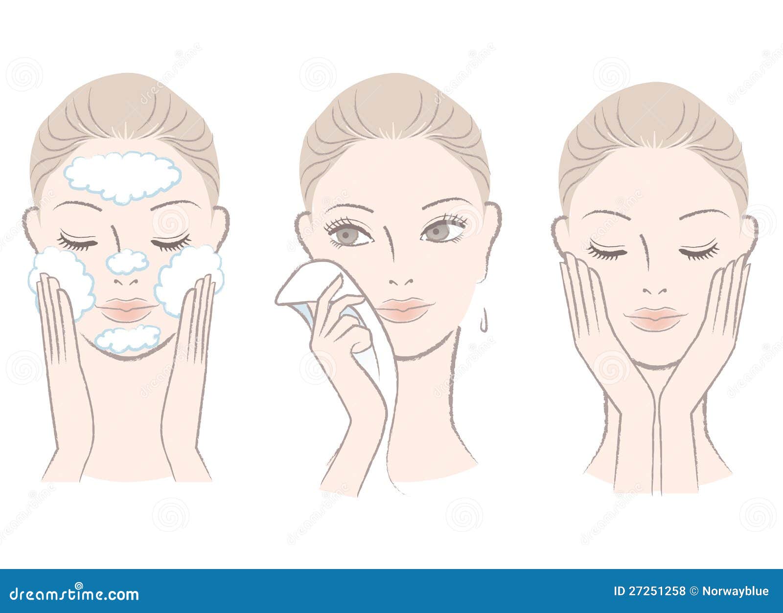 Fresh Woman in Process of Washing Face Stock Illustration ...