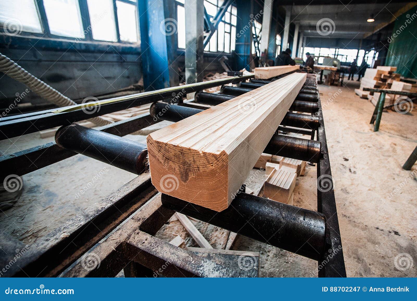Fresh Wooden Beam, Stacked at Construction Site Stock Image - Image of ...