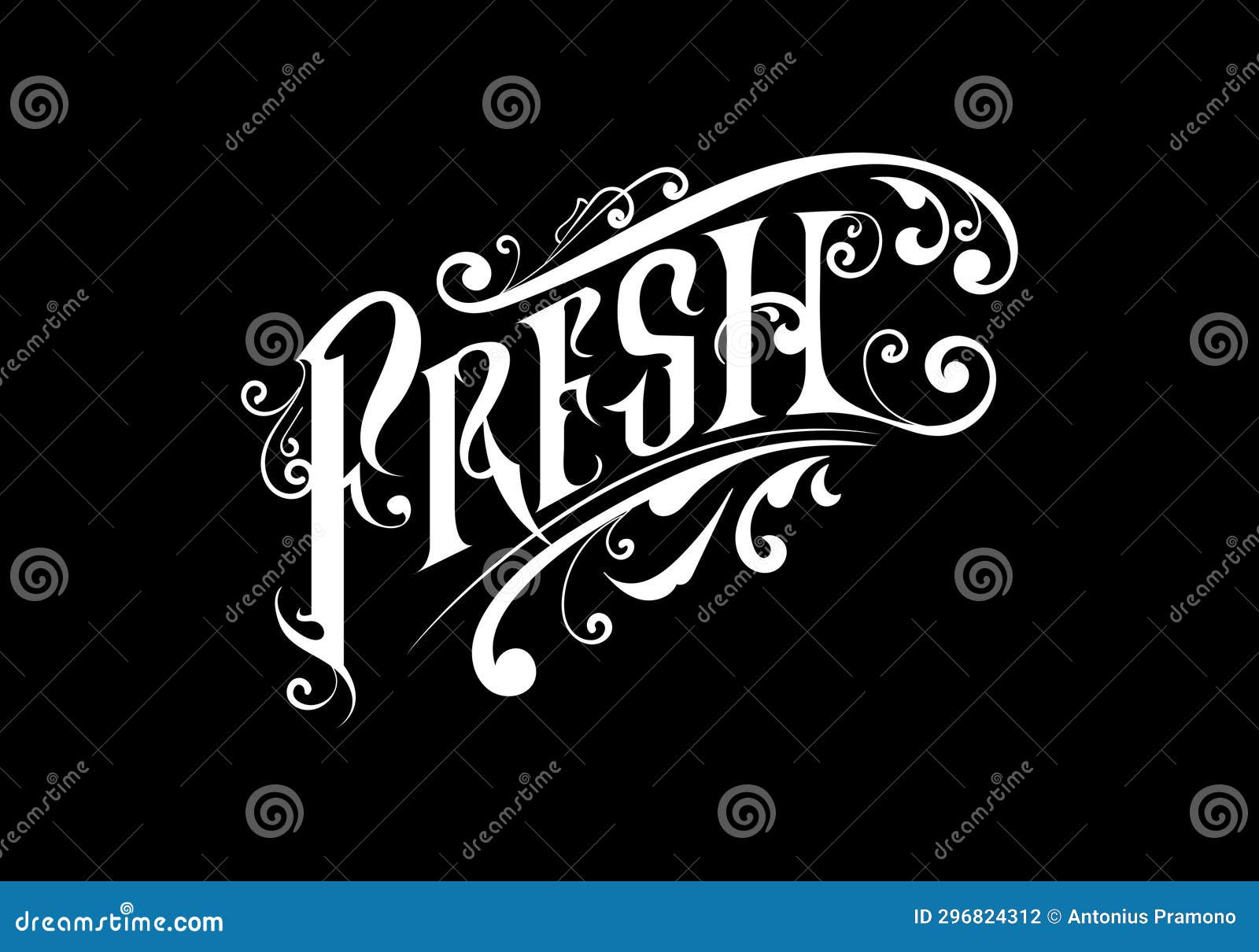 FRESH Word Custom Lettering Style Stock Illustration - Illustration of ...