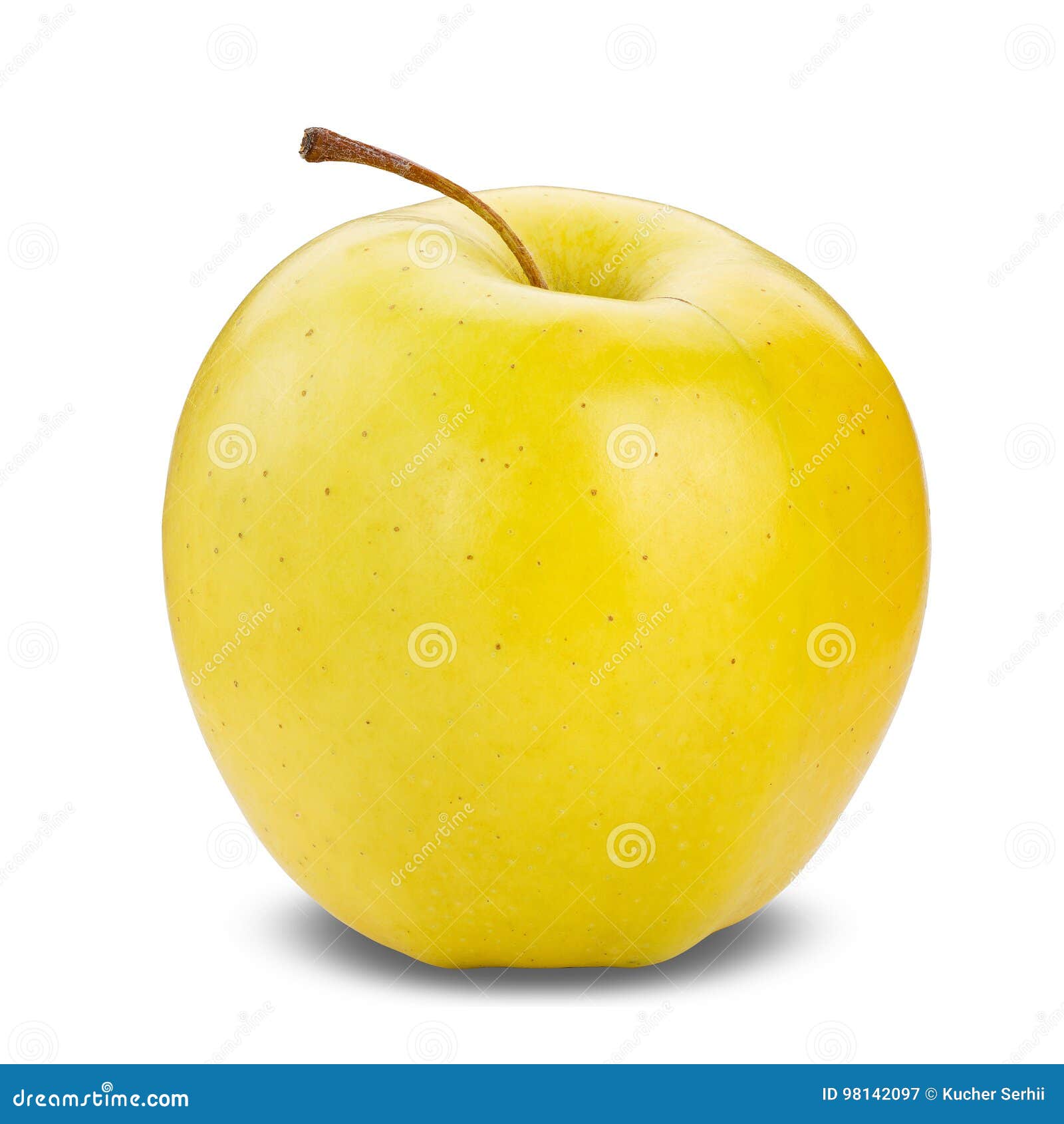 Fresh Yellow Apple Isolated on White. Stock Image - Image of closeup ...