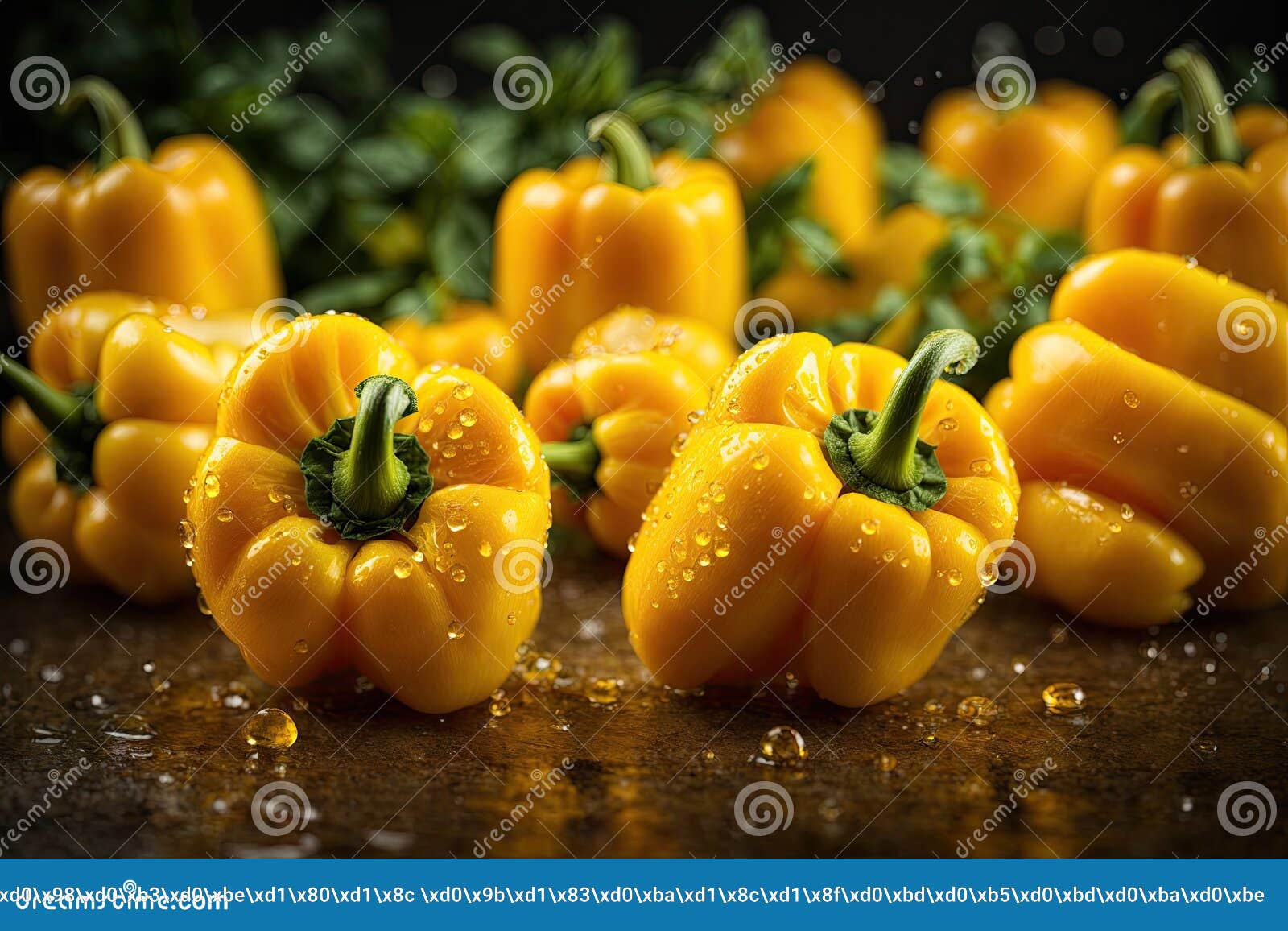 Fresh Yellow Bell Peppers with Water Drops Background. Ai Generative ...