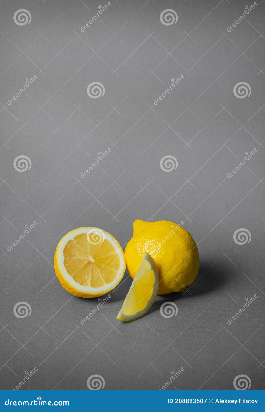 Fresh Yellow Lemon Gray Background. Color of the Year. Stock Image ...
