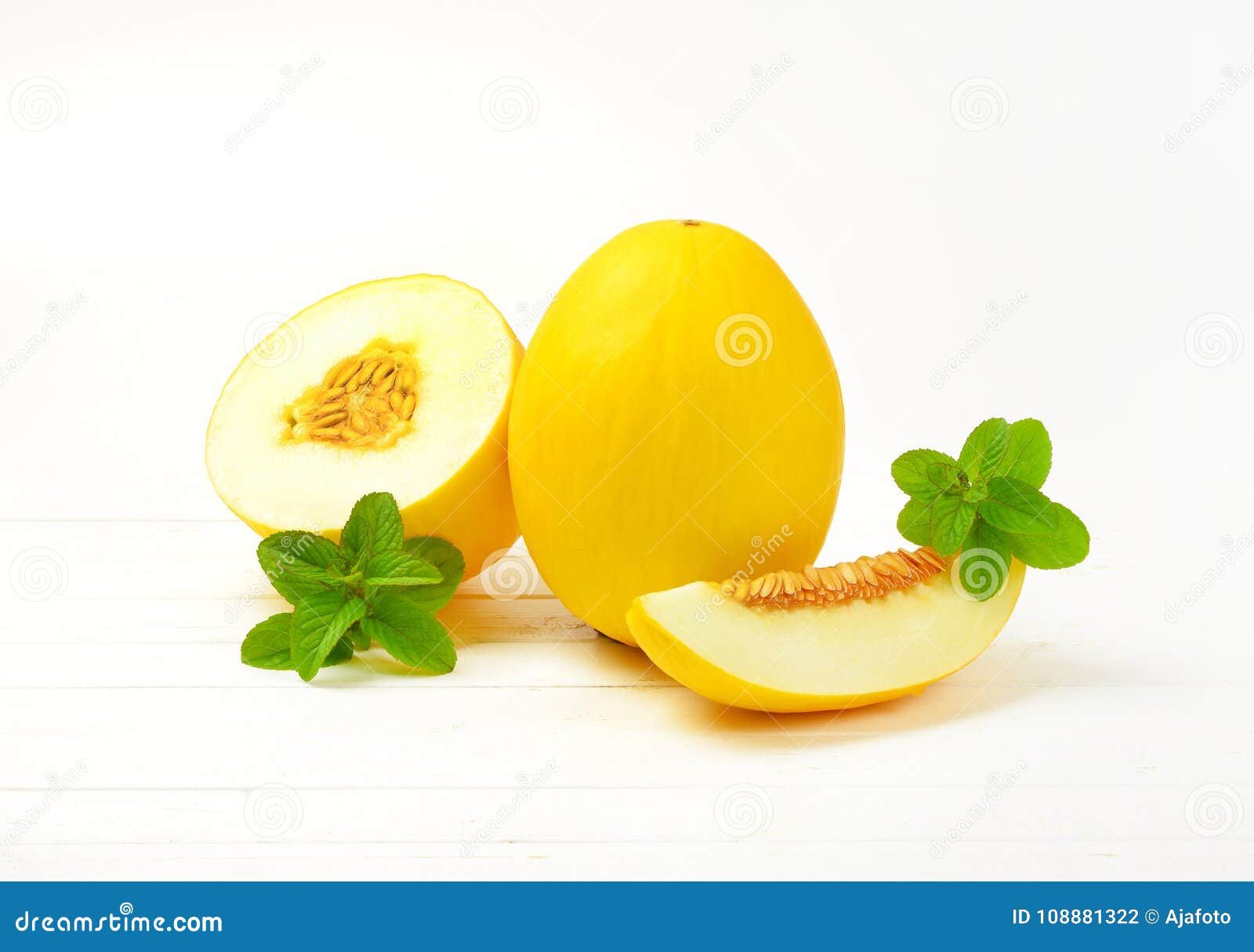 Fresh yellow melons stock photo. Image of studio, wooden - 108881322