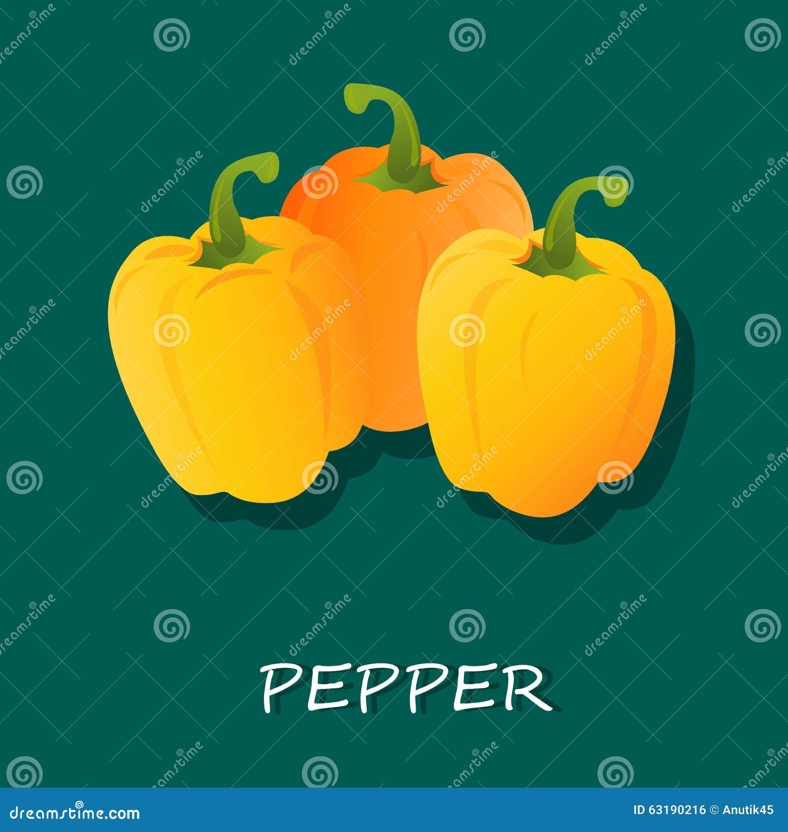 Fresh Yellow Peppers, Vector Illustration, Banner, Template Stock ...