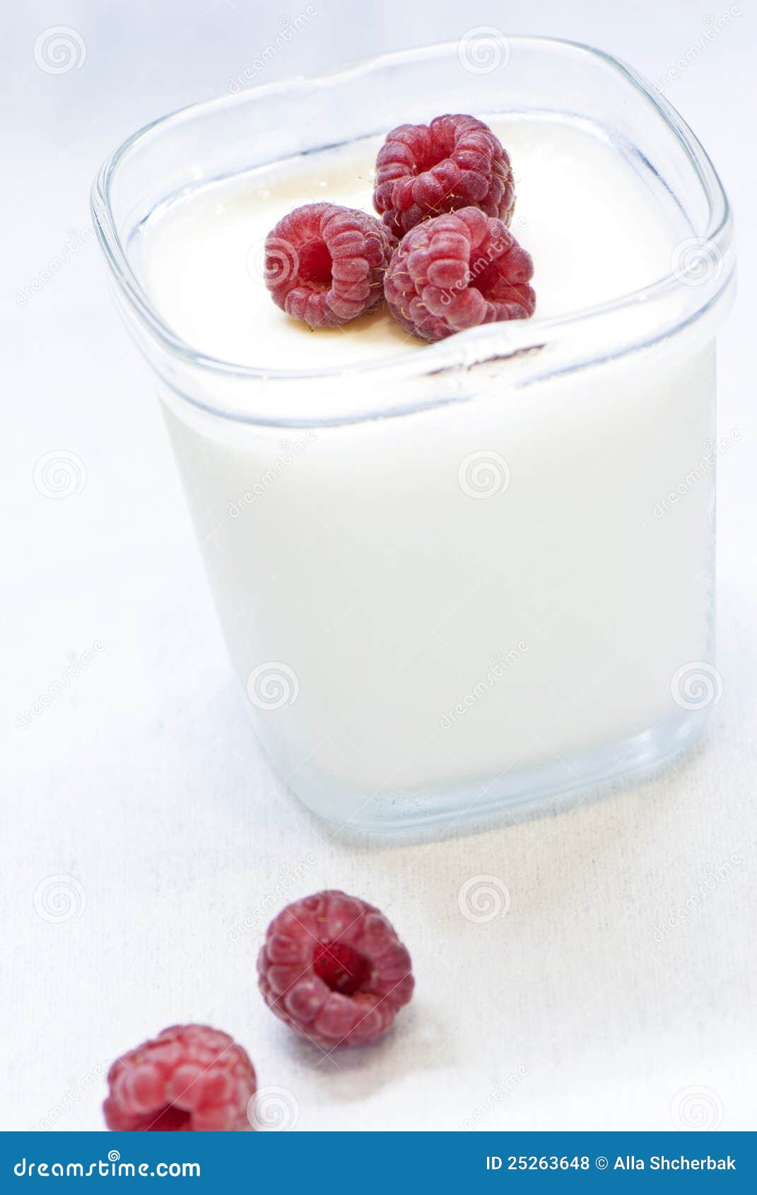 Fresh Yogurt with Raspberries Stock Photo - Image of creamy, fresh ...