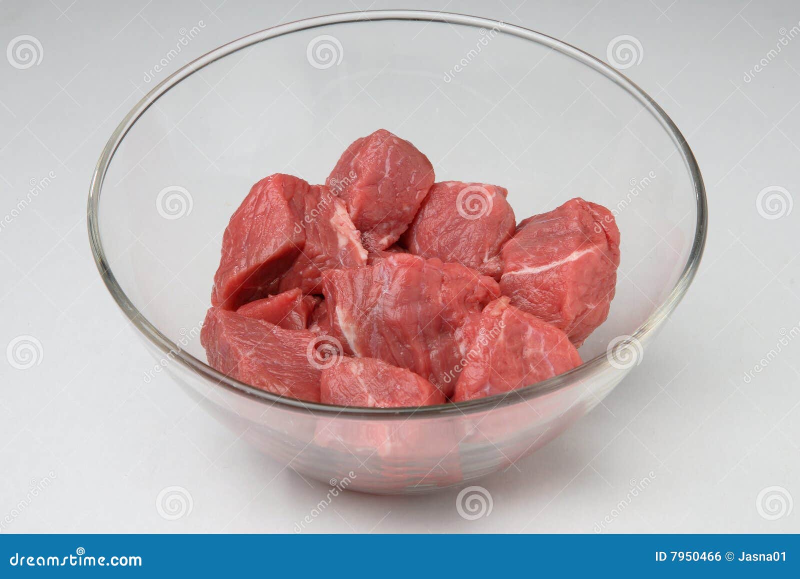 Fresh Young Beef Pieces in Glass Bowl Stock Photo - Image of young ...