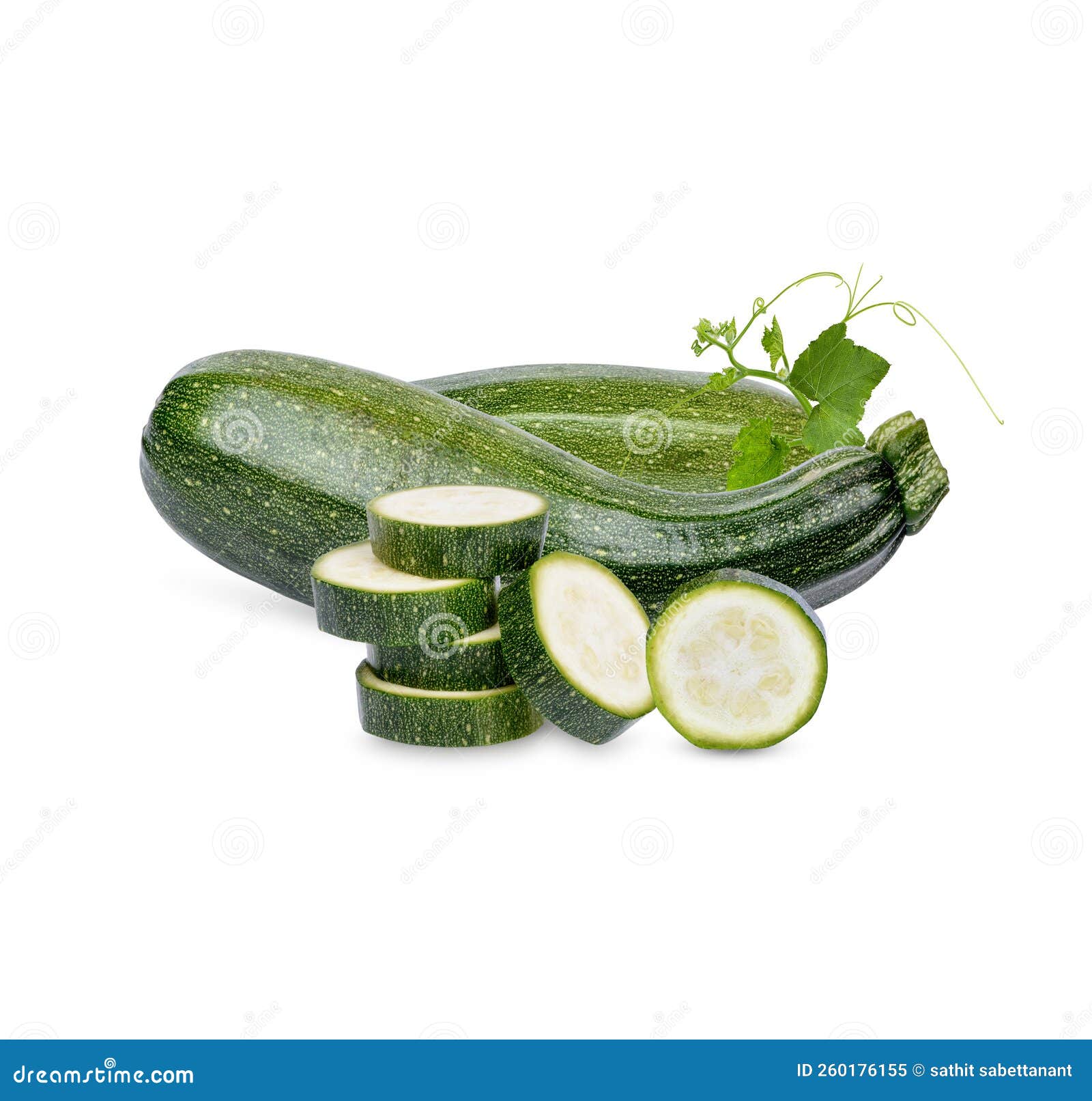 Fresh Zucchini with Leaves Isolated on White Background Stock Image ...