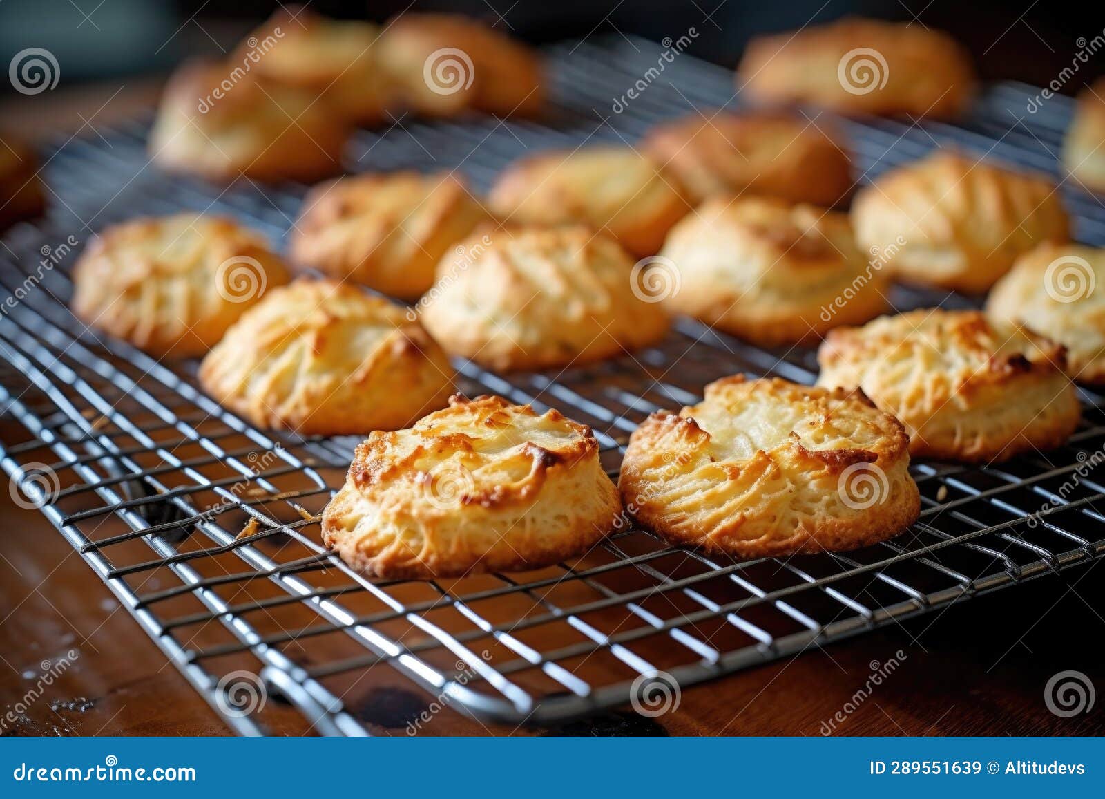 Freshly Baked Biscuits Cooling on a Wire Rack Stock Illustration ...
