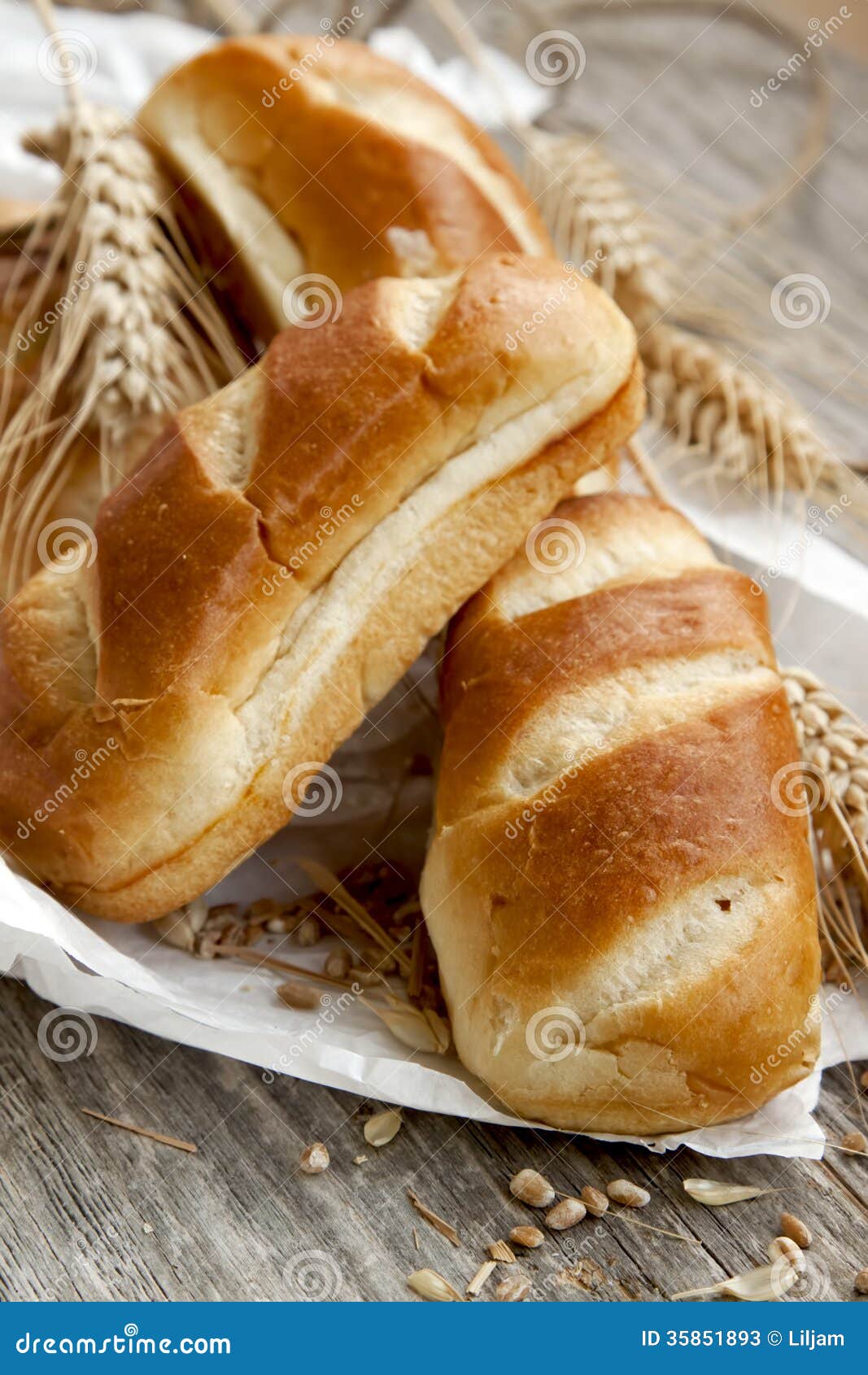 Freshly baked bread buns stock image. Image of baking - 35851893
