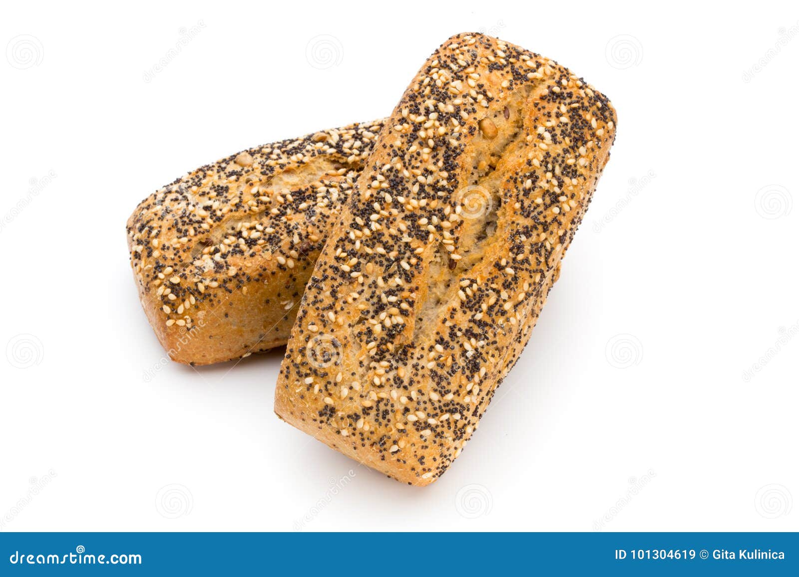Freshly Baked Bread Isolated on White Background. Stock Image - Image ...
