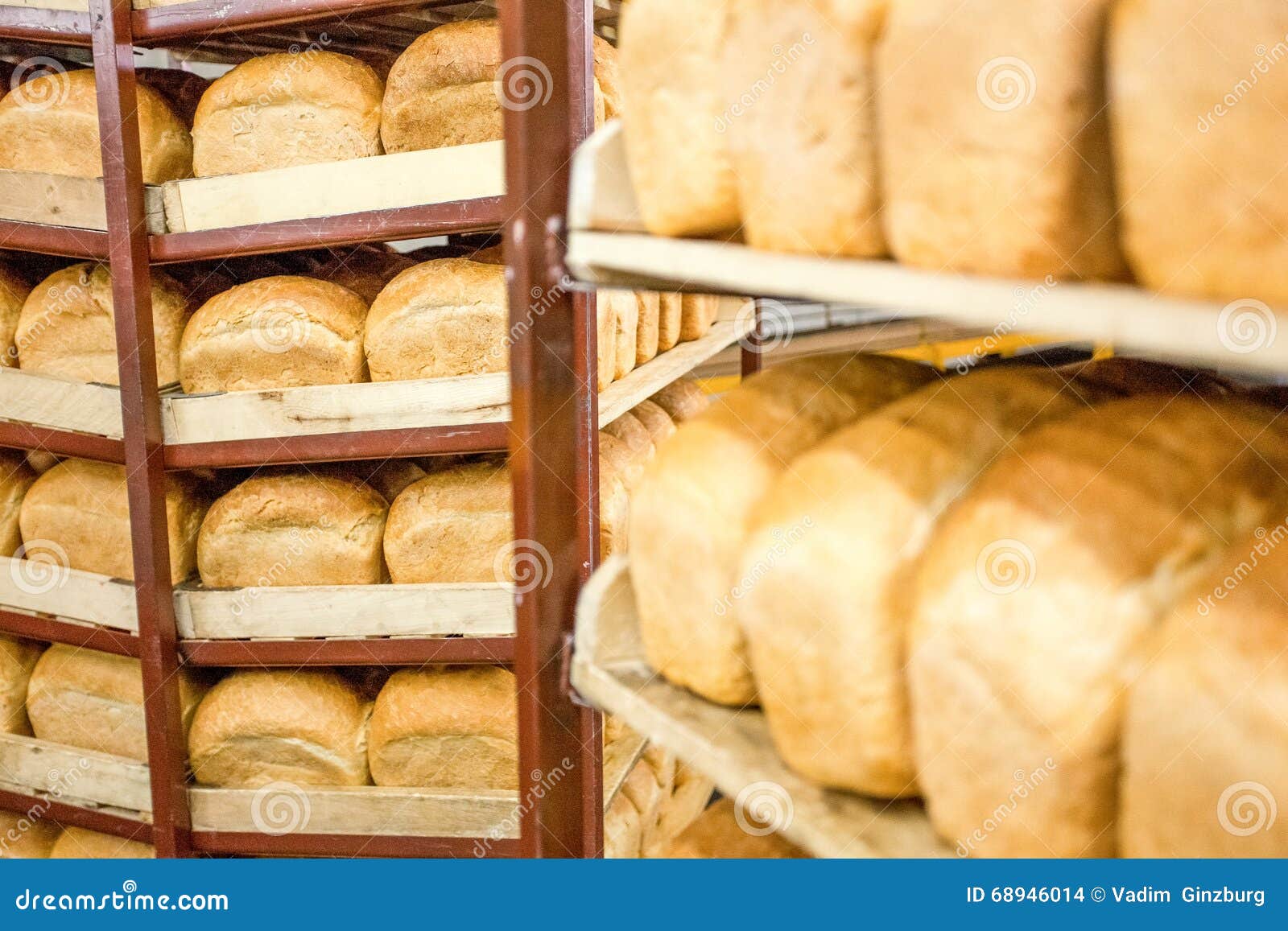 Freshly Baked Bread Stacked and Ready for Packaging at Factory Stock ...