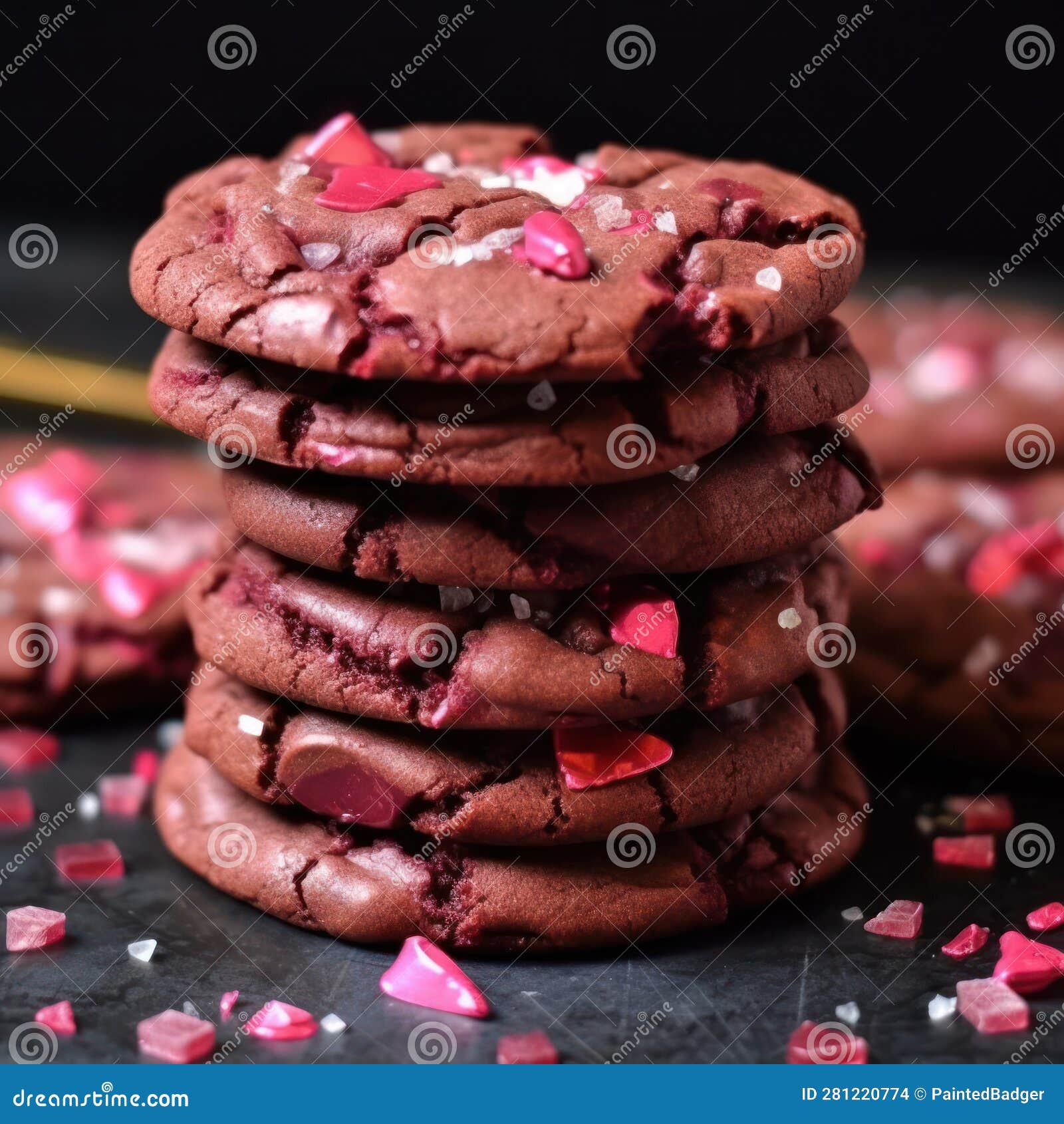 A Stack of Ruby Chocolate Chip Cookies Stock Illustration ...