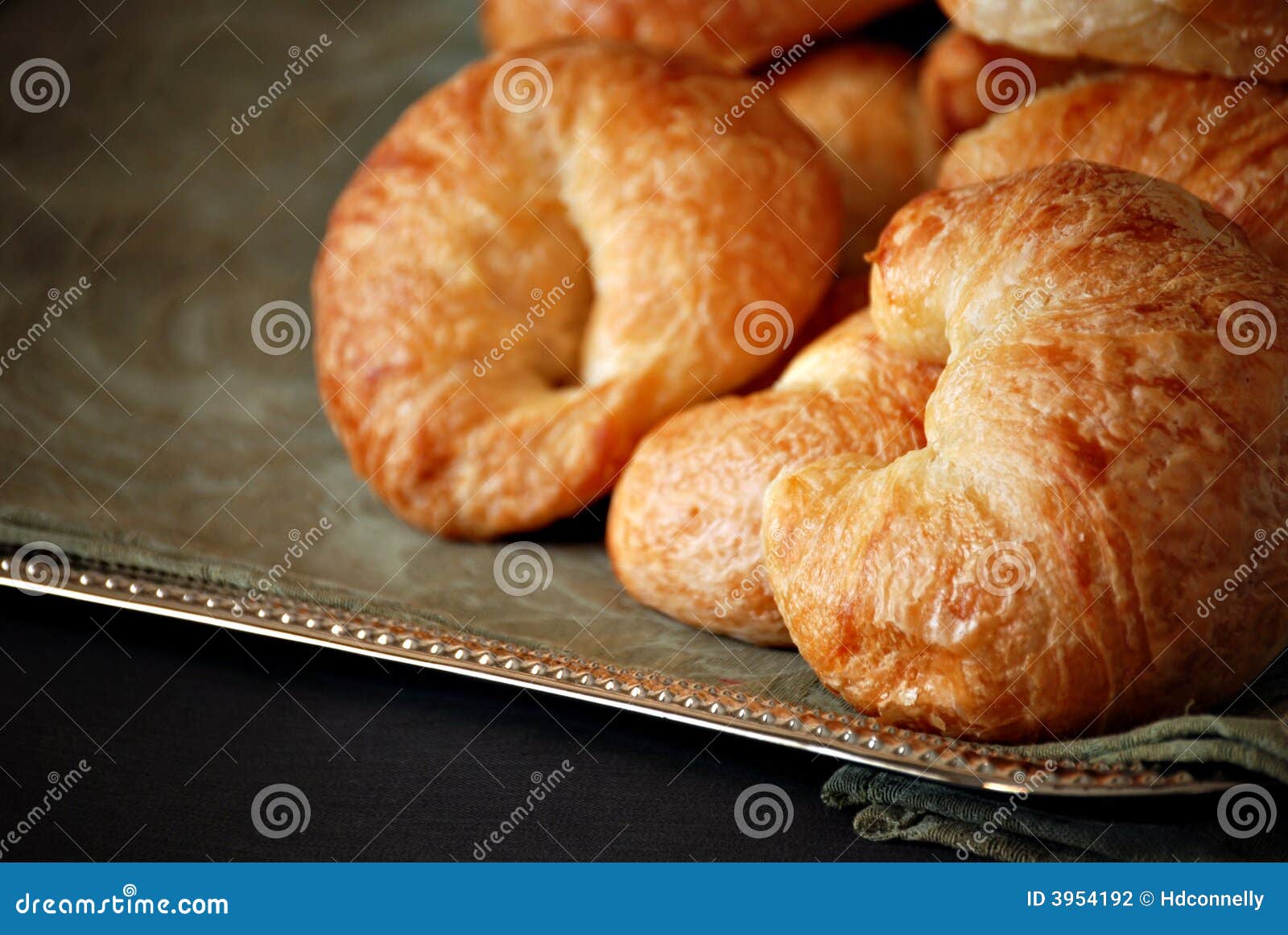 Freshly baked croissants stock photo. Image of brown, silver - 3954192