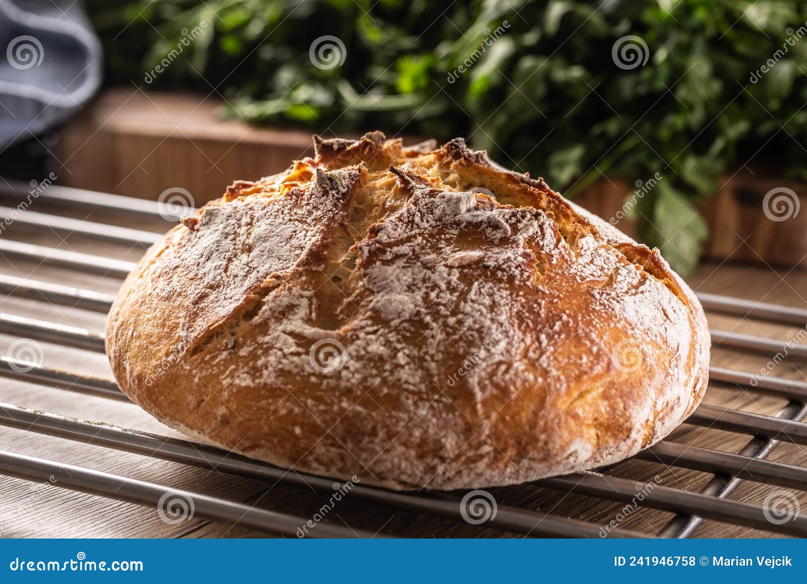 Freshly Baked Home-made Uncut Loaf of Bread Stock Photo - Image of loaf ...