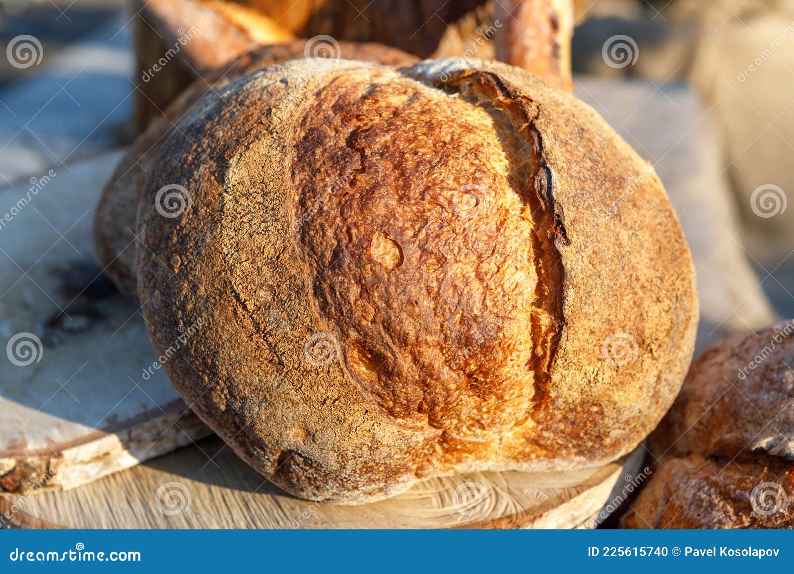 Freshly Baked Loaves of Bread with a Toasted Crispy Crust Stock Photo ...