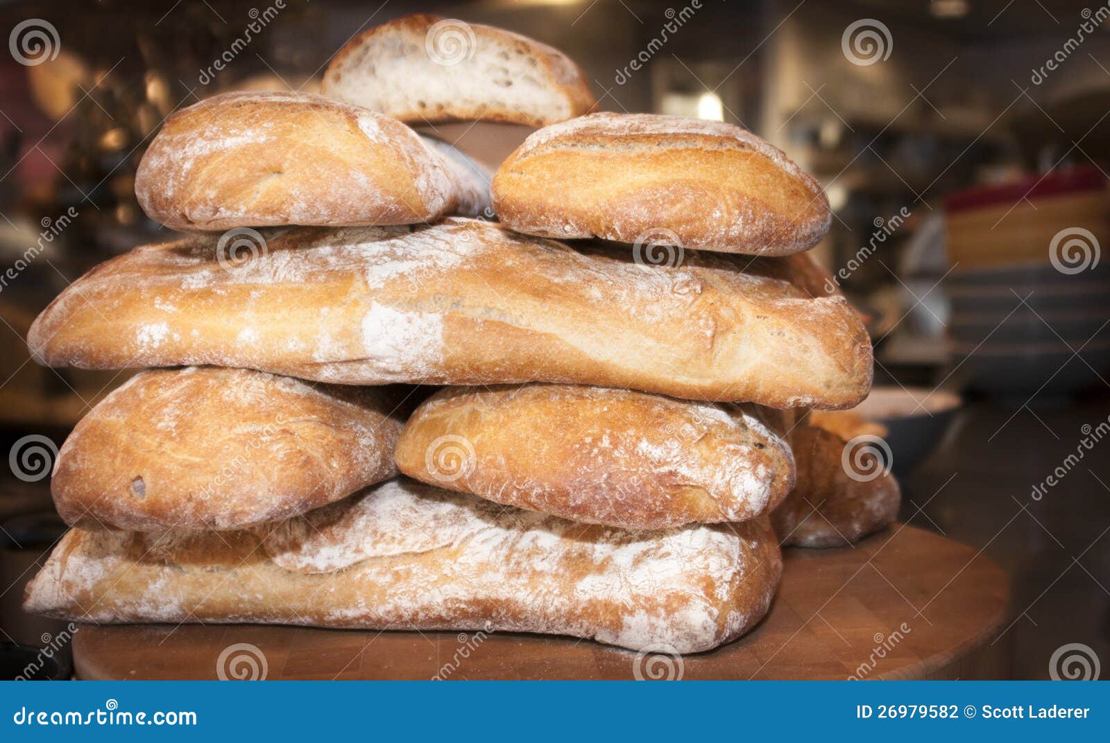 Freshly Baked Loaves of Stacked Bread Stock Photo - Image of bread ...