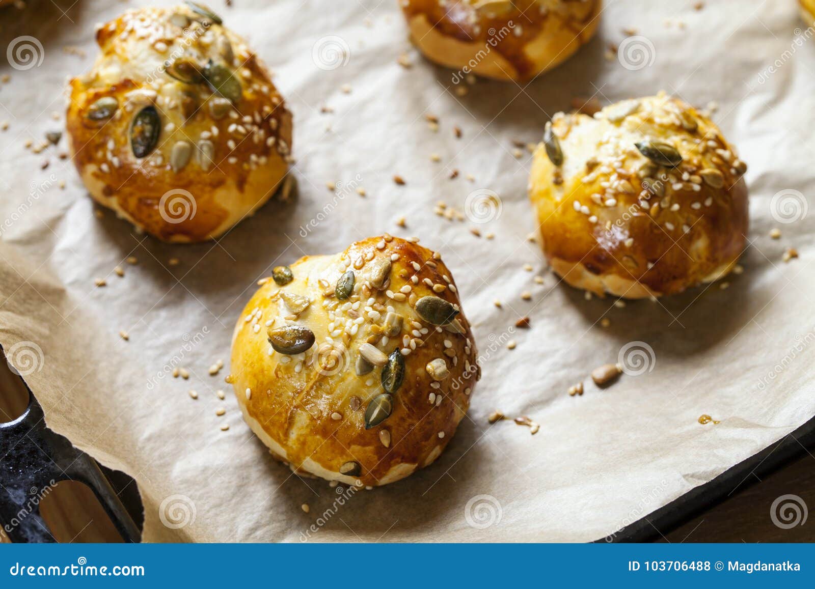 Mini Brioche Buns on the Baking Tray Stock Photo - Image of freshly ...