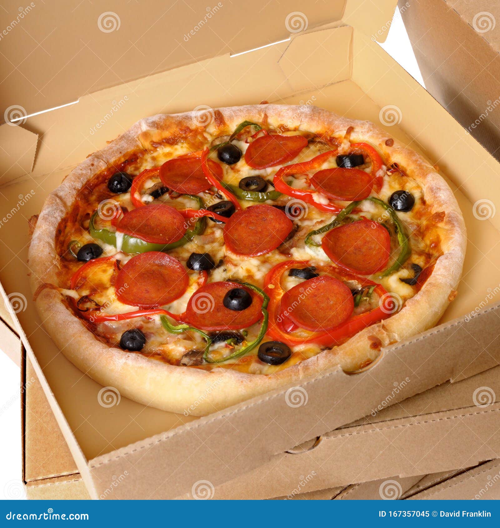Freshly Baked Pizza with Stack of Delivery Boxes Stock Image - Image of ...