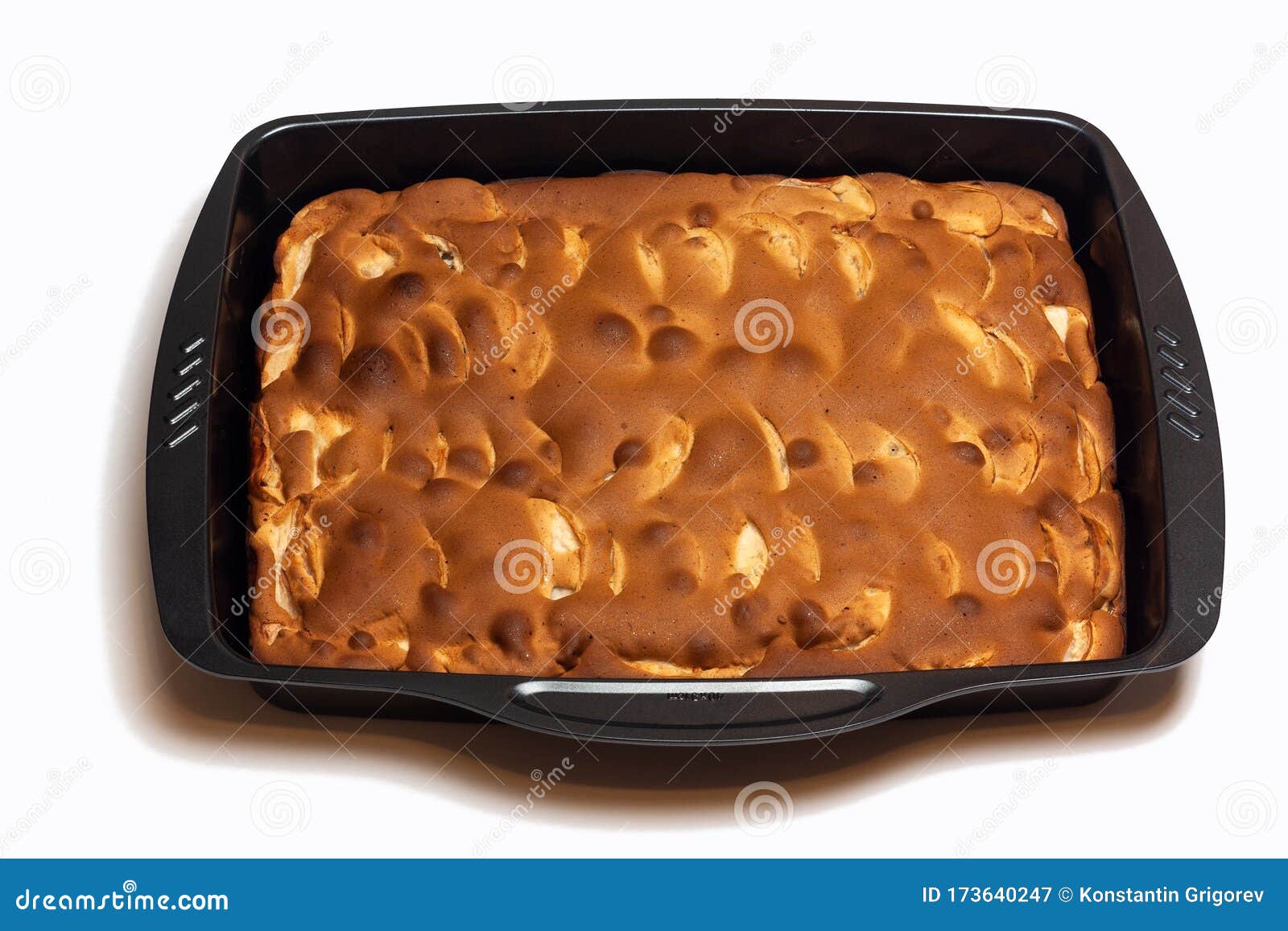 Freshly Baked Ruddy Apple Pie in a Metal Rectangular Shape. Charlotte ...