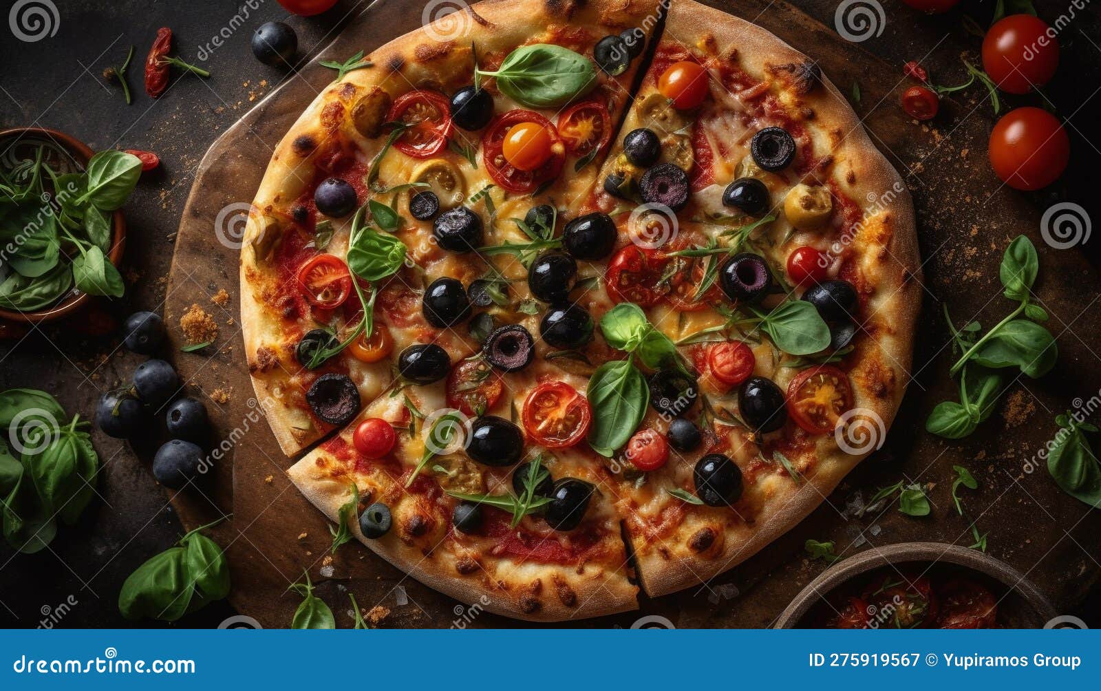 Freshly Baked Rustic Pizza with Italian Toppings Generated by AI Stock ...