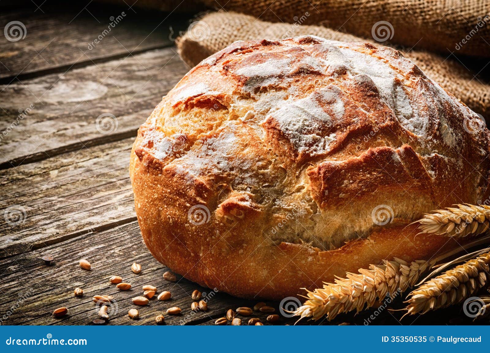 Freshly Baked Traditional Bread Stock Image - Image of copyspace, fiber ...