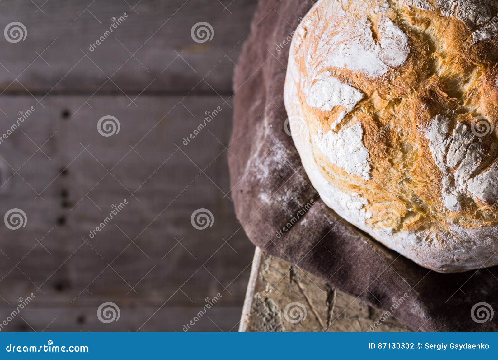 Freshly Baked Traditional Bread on Wooden Table Stock Photo - Image of ...