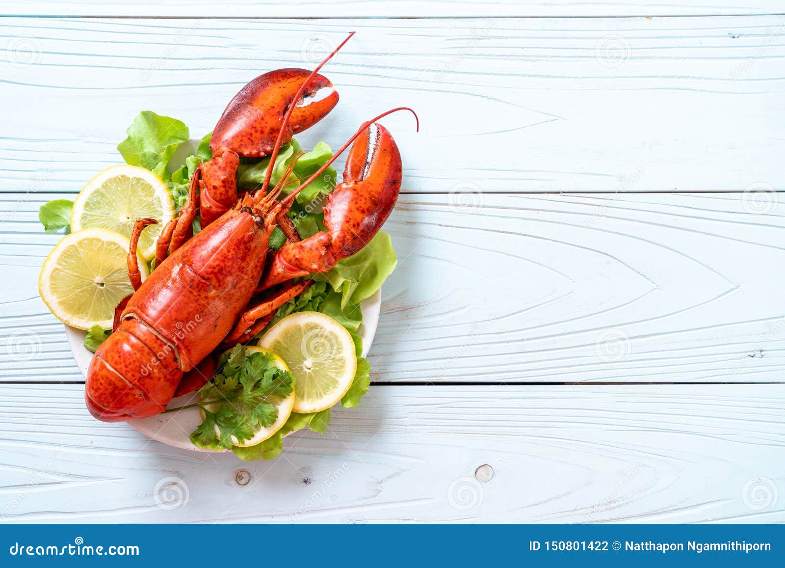 Boiled Lobster with Vegetable and Lemon Stock Photo - Image of full ...