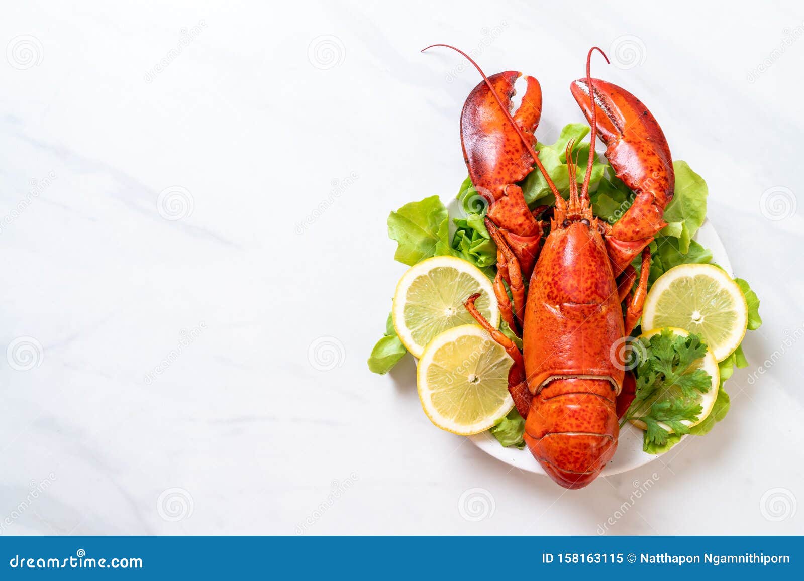 Boiled Lobster with Vegetable and Lemon Stock Image - Image of ...