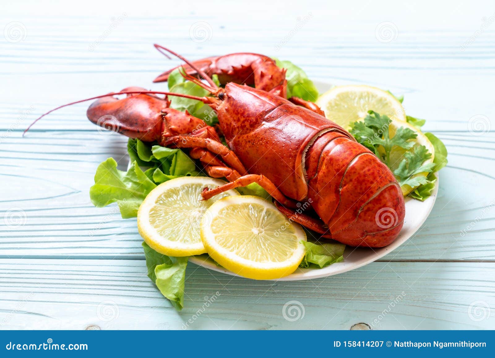 Boiled Lobster with Vegetable and Lemon Stock Image - Image of healthy ...