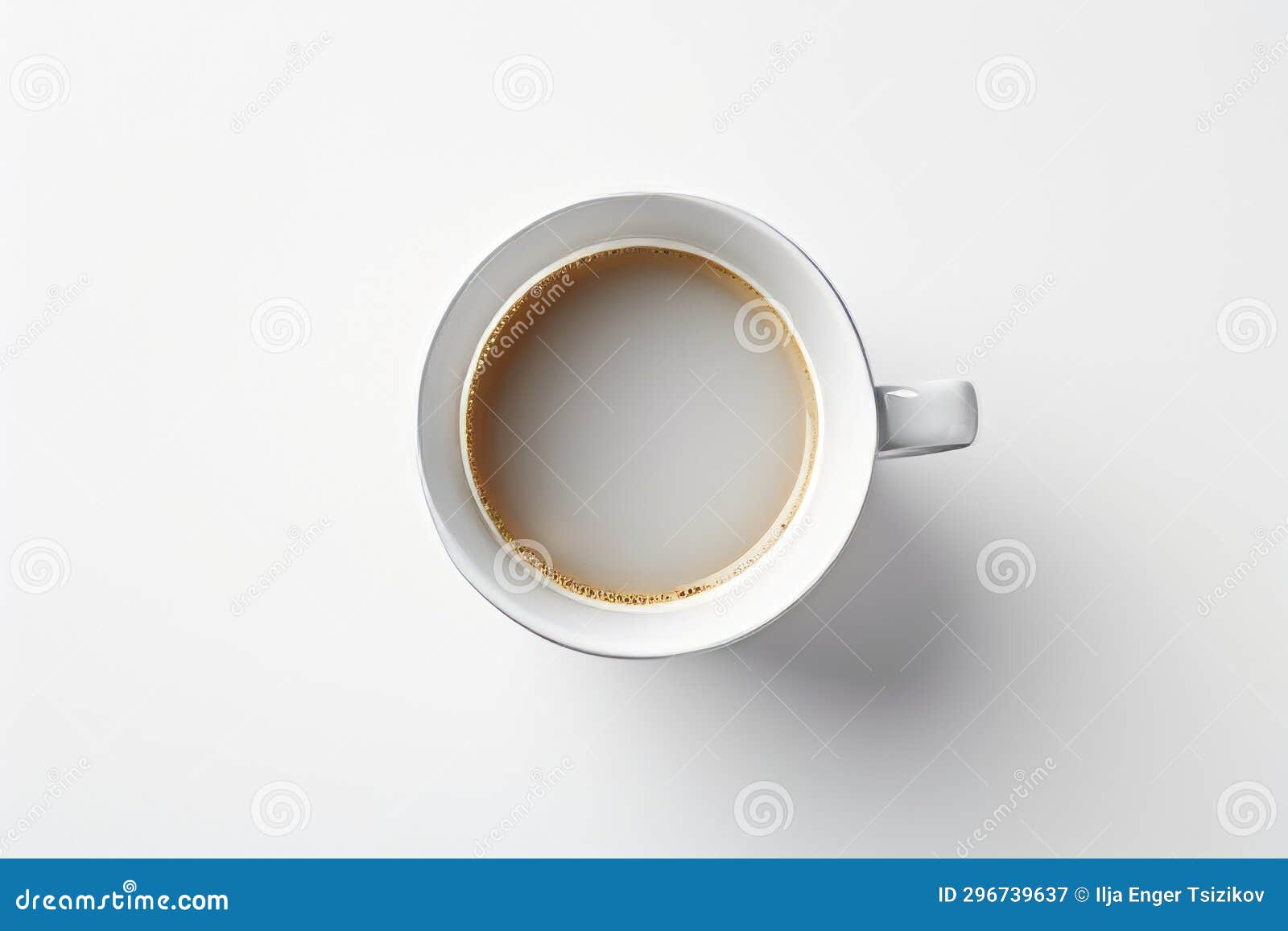 Freshly Brewed Aromatic Coffee in a Ceramic Mug, Top View, Isolated on ...