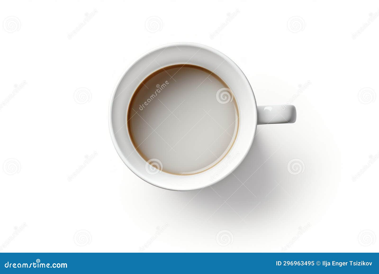 Freshly Brewed Aromatic Coffee in White Ceramic Mug, Top View, Isolated ...