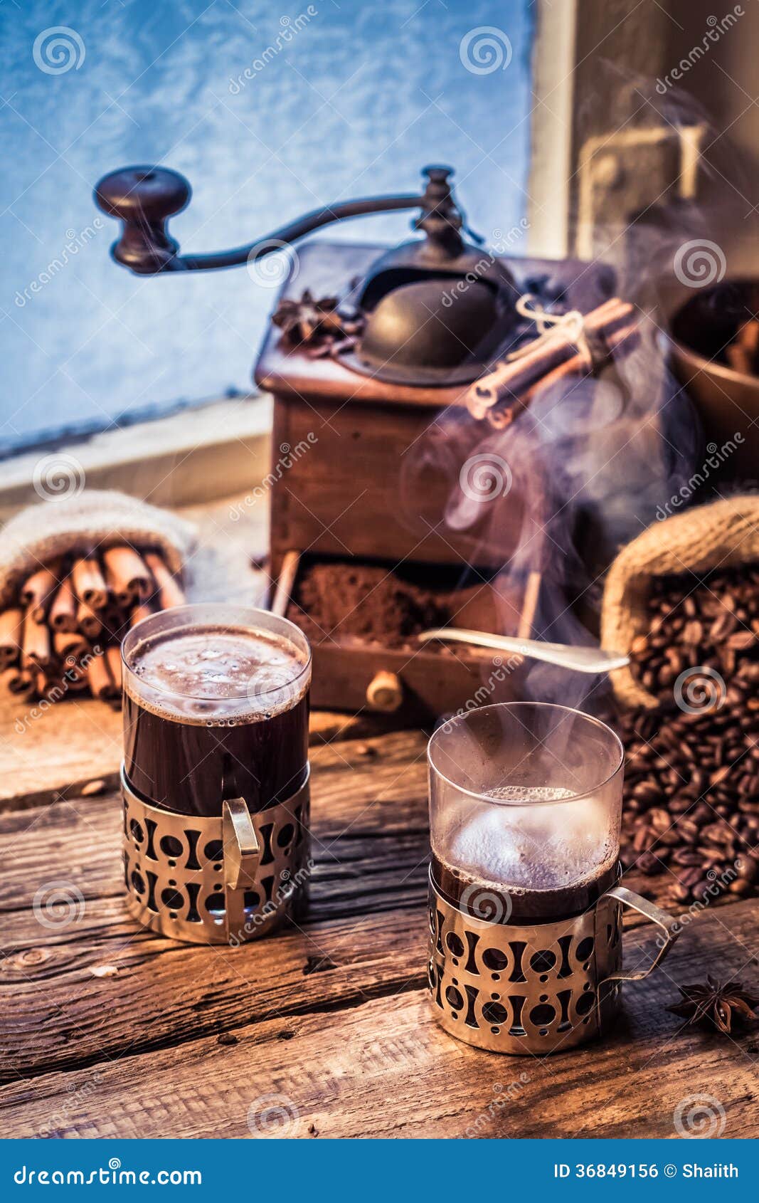 Freshly Brewed Coffee in the Old Style Stock Photo - Image of domestic ...