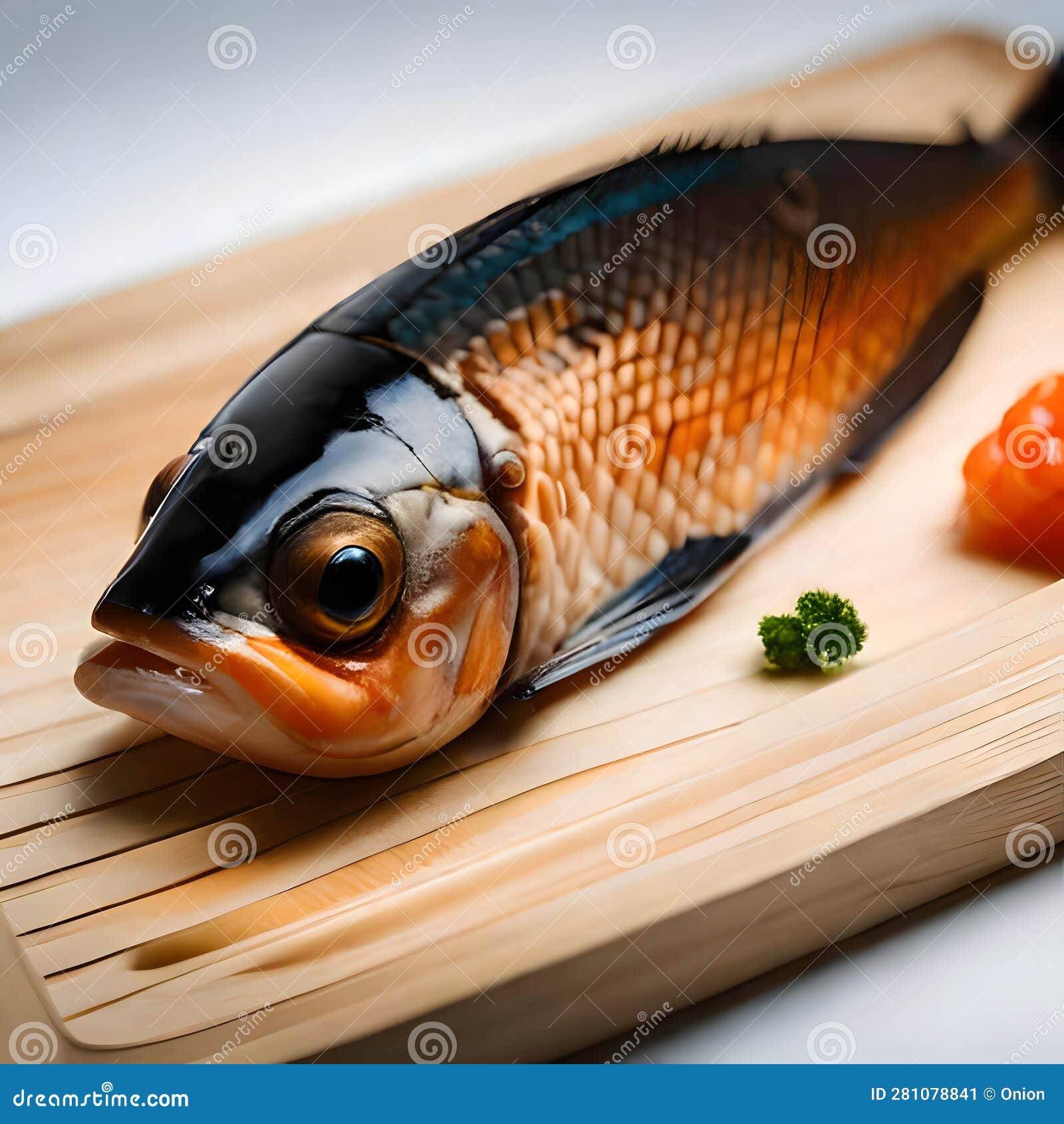 Fresh Fish on the Cutting Board - Ai Generated Image Stock Illustration ...