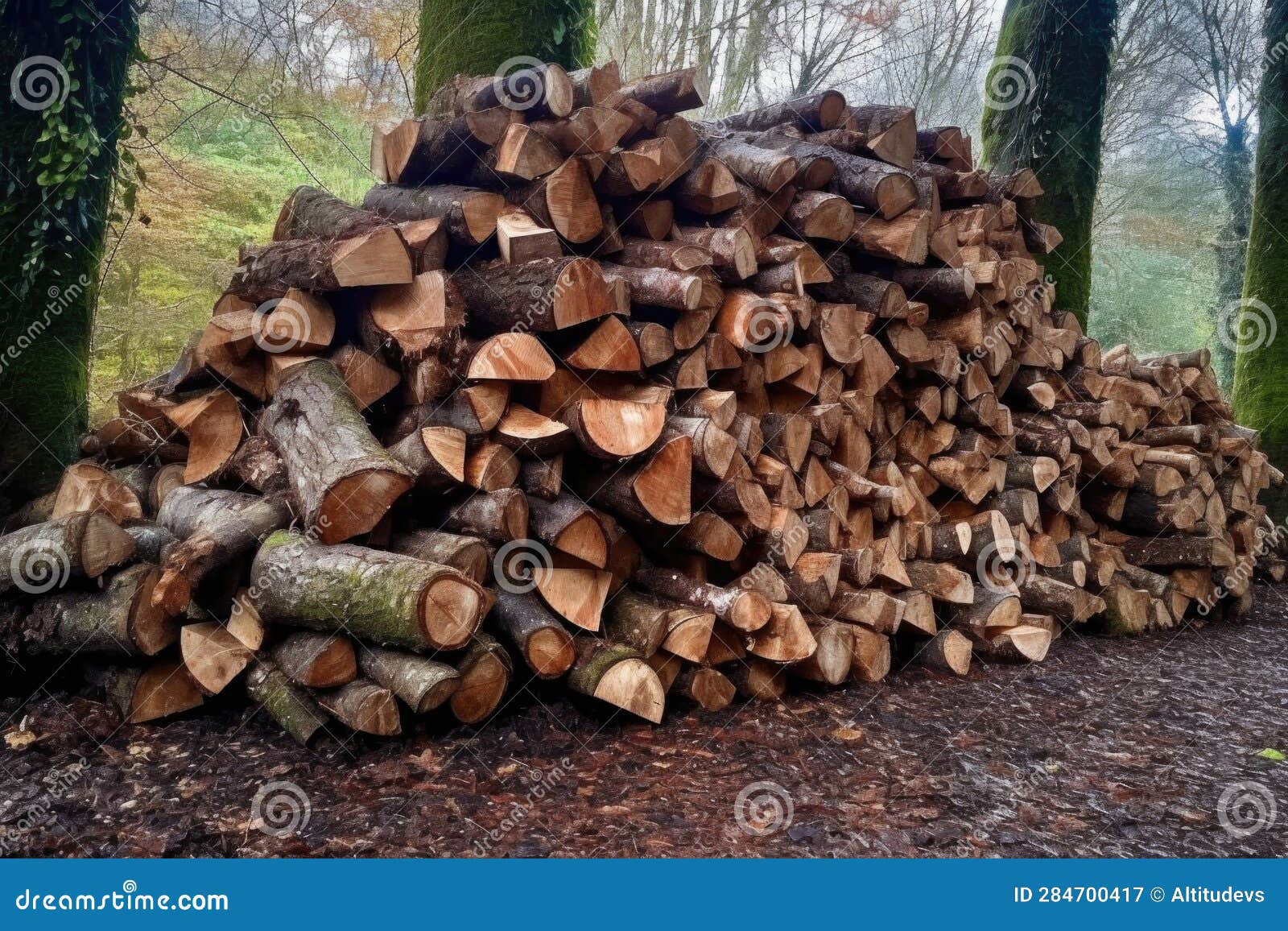 Freshly Chopped Logs Stacked in a Neat Pile Stock Illustration ...