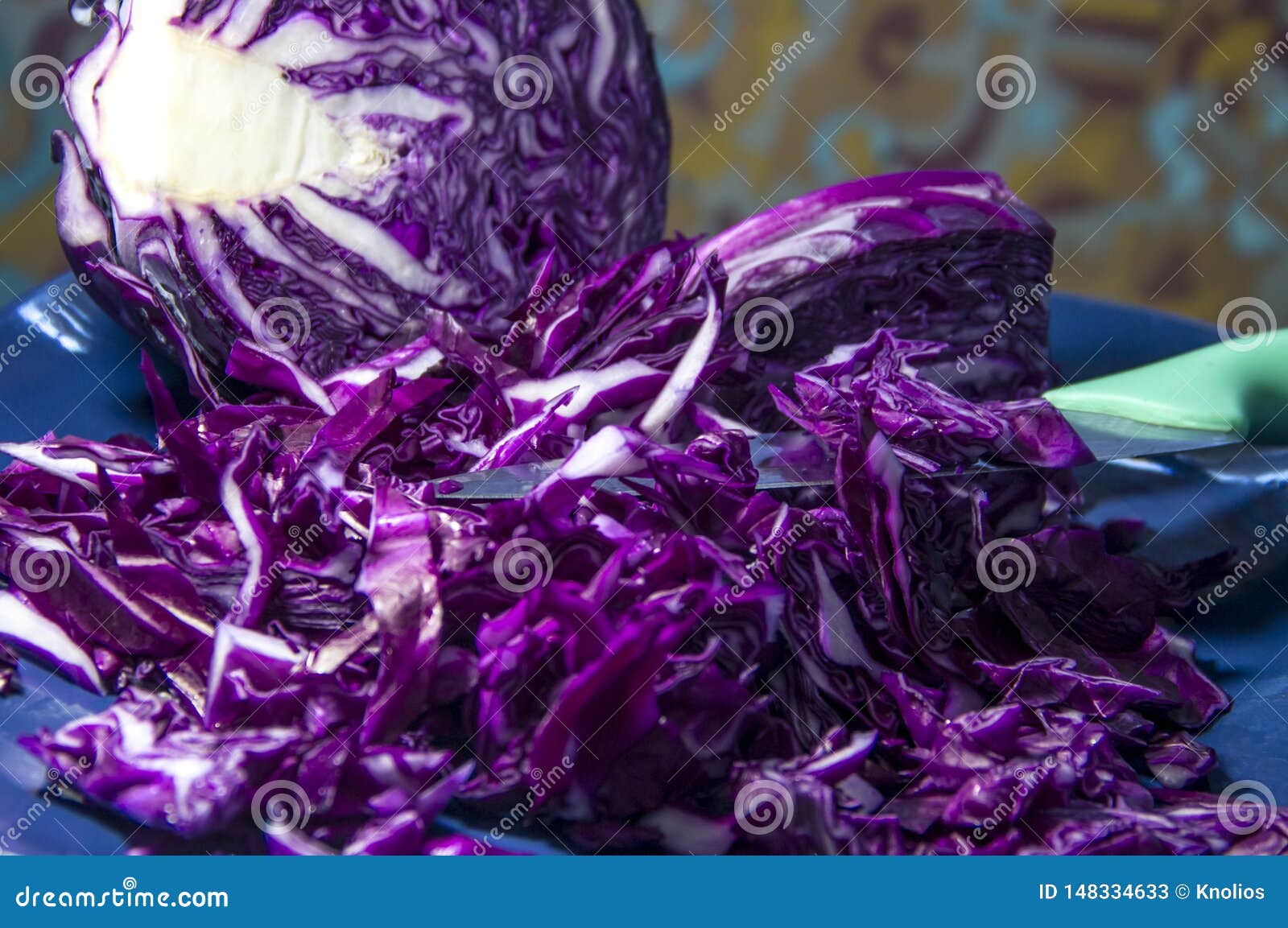 Freshly Chopped Red Cabbage Close-up on an Abstract Background. Stock ...
