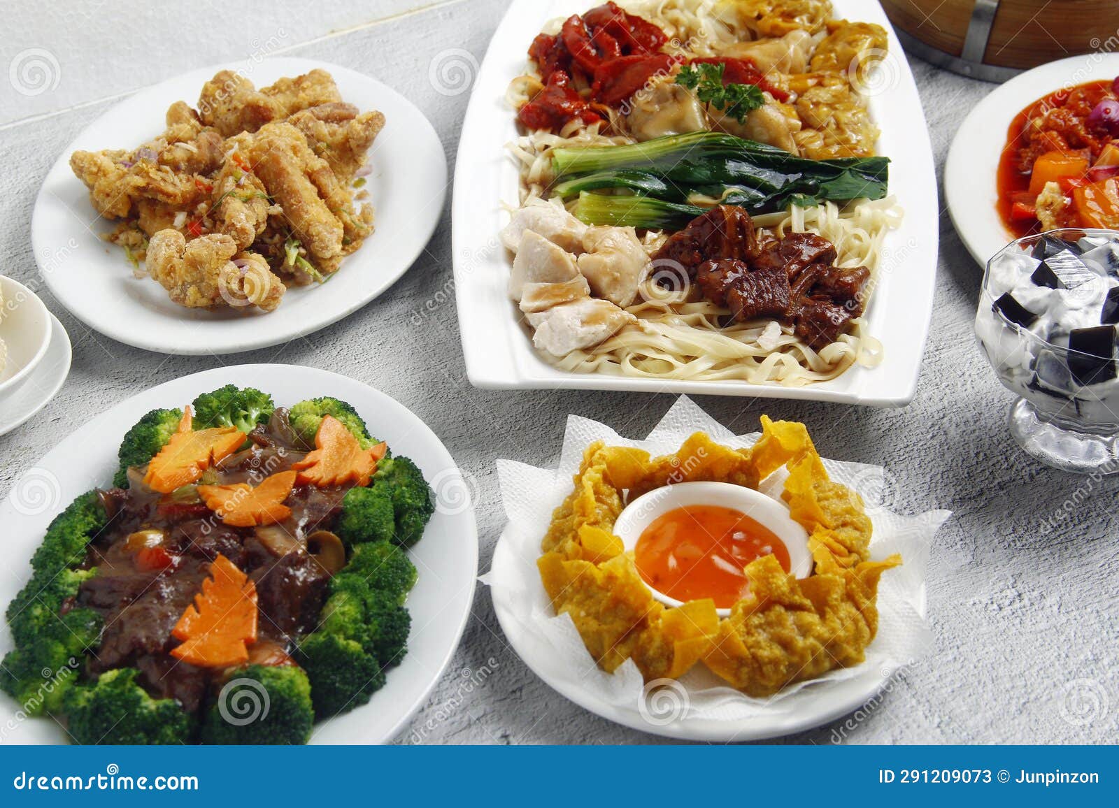 Assorted Chinese Food Set. Chinese Noodles, Fried Rice, Peking Duck ...