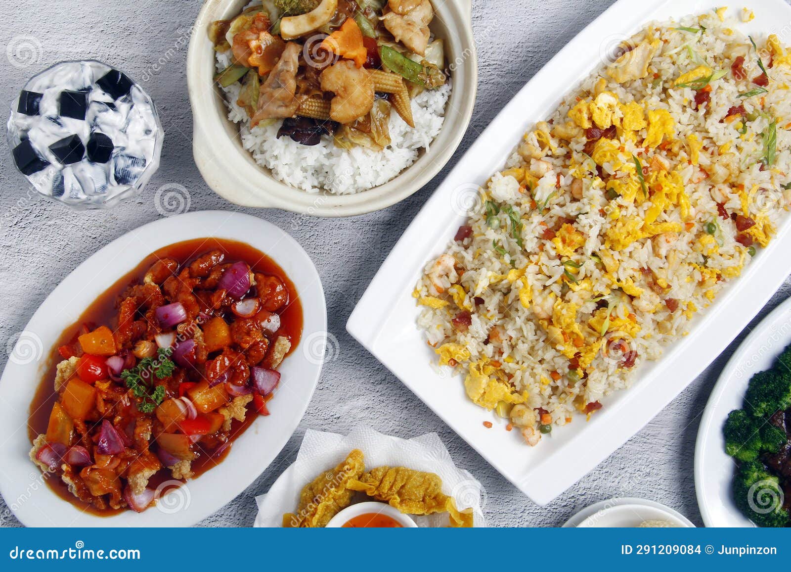 Assorted Chinese Food Set. Chinese Noodles, Fried Rice, Peking Duck ...