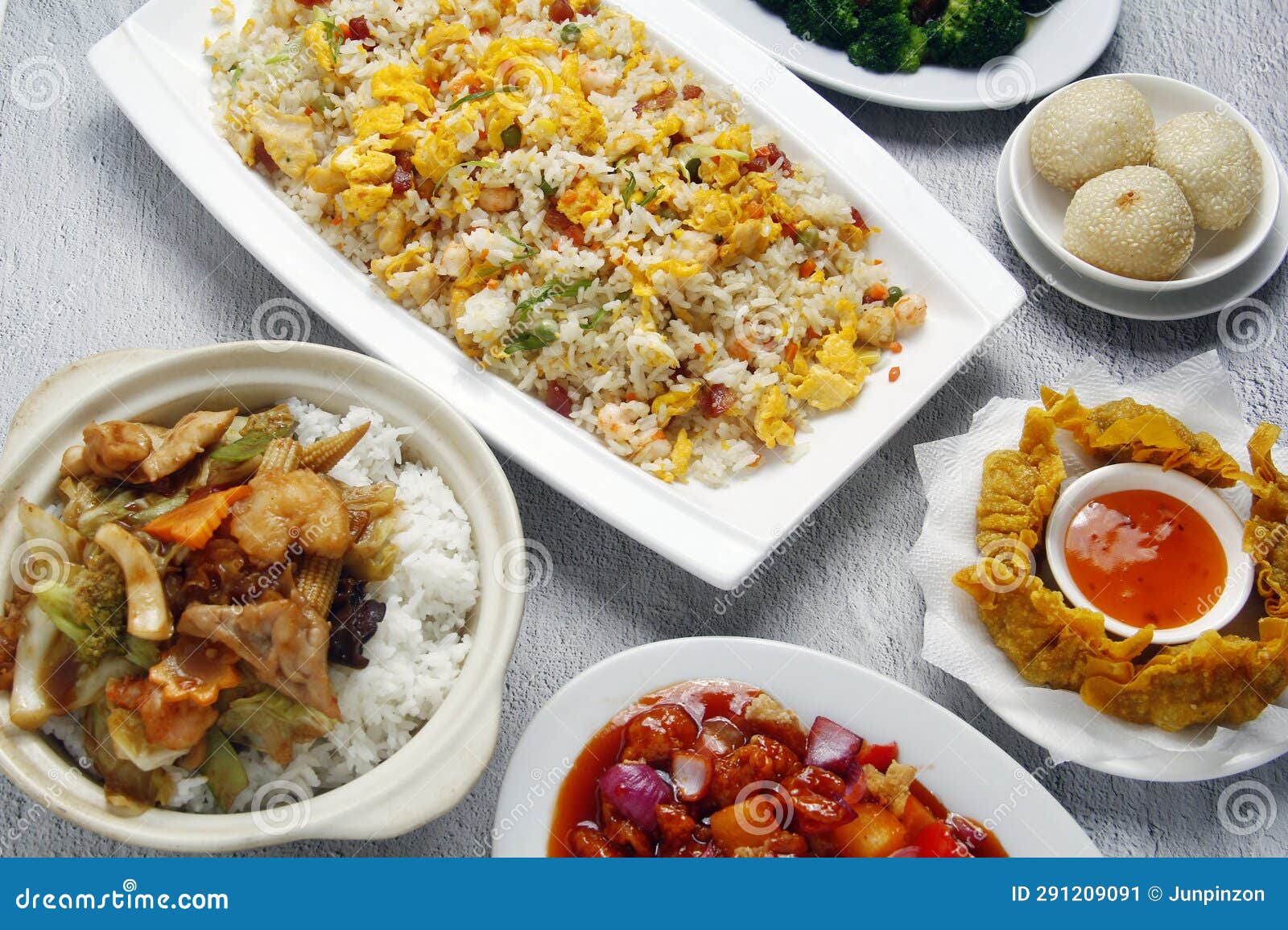 Assorted Chinese Food Set. Chinese Noodles, Fried Rice, Peking Duck ...