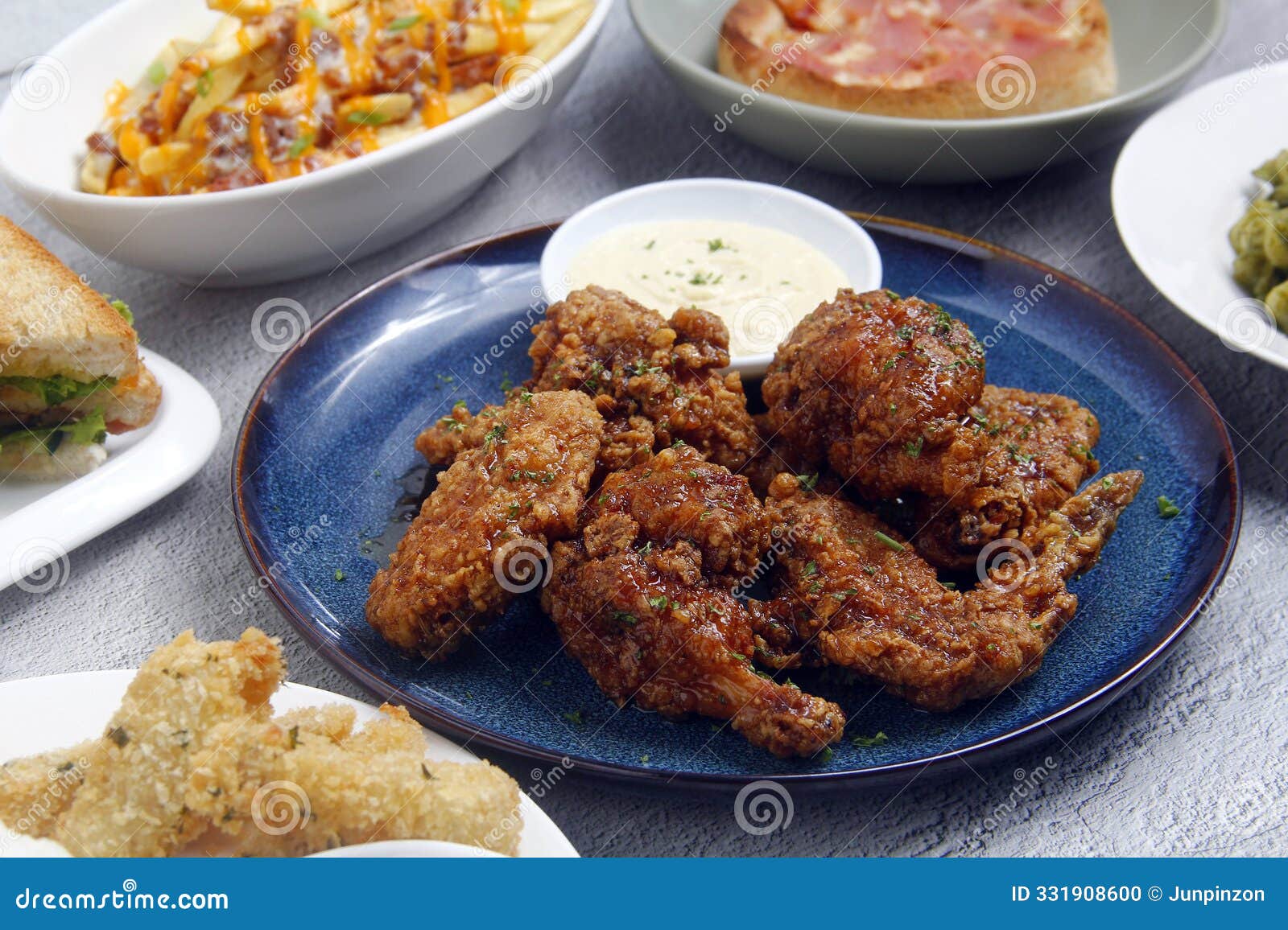 Freshly Cooked Flavored Chicken Wings Stock Photo - Image of menu ...