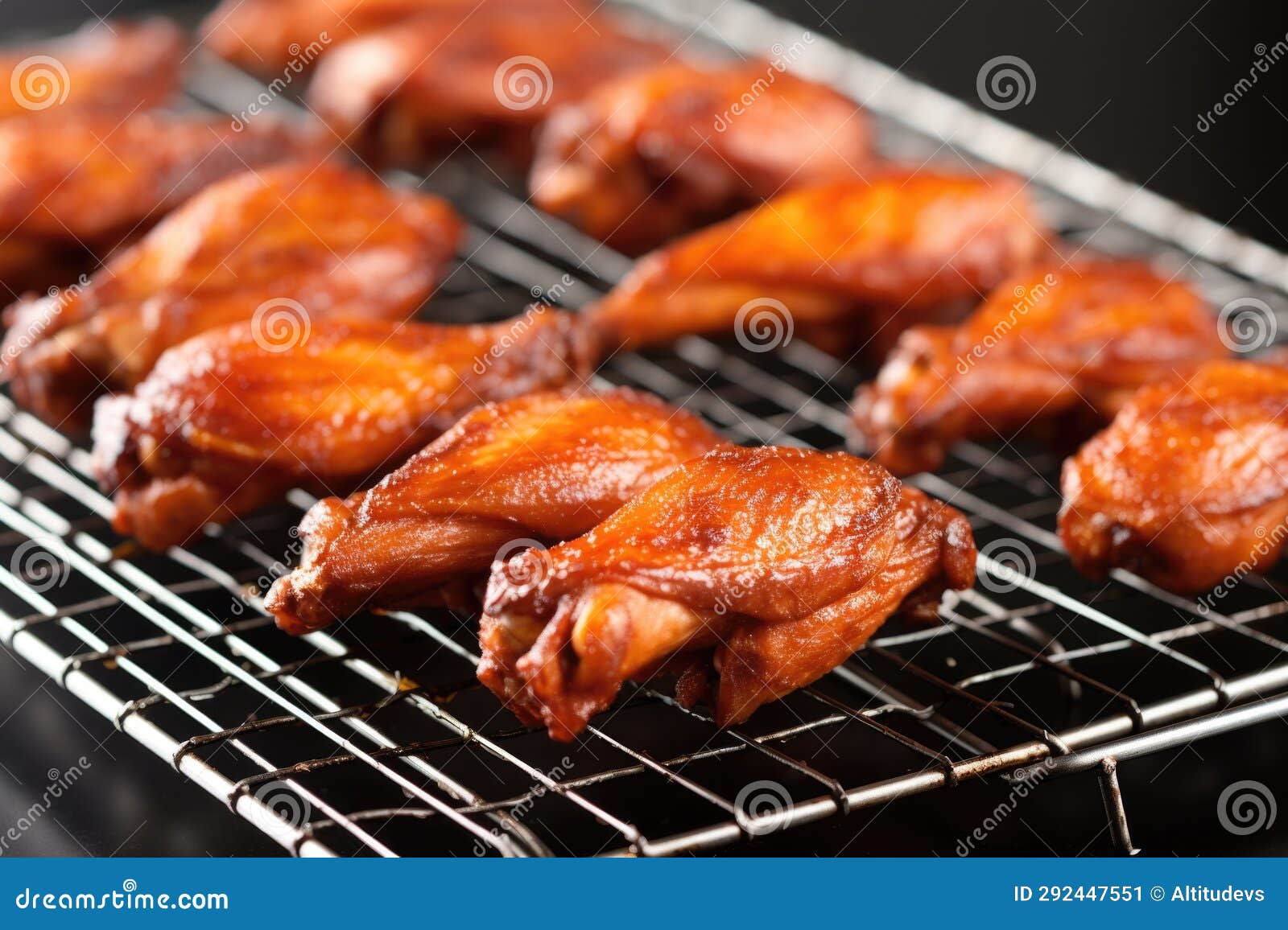 Freshly Cooked Honey Bbq Wings Cooling on a Wire Rack Stock Image ...