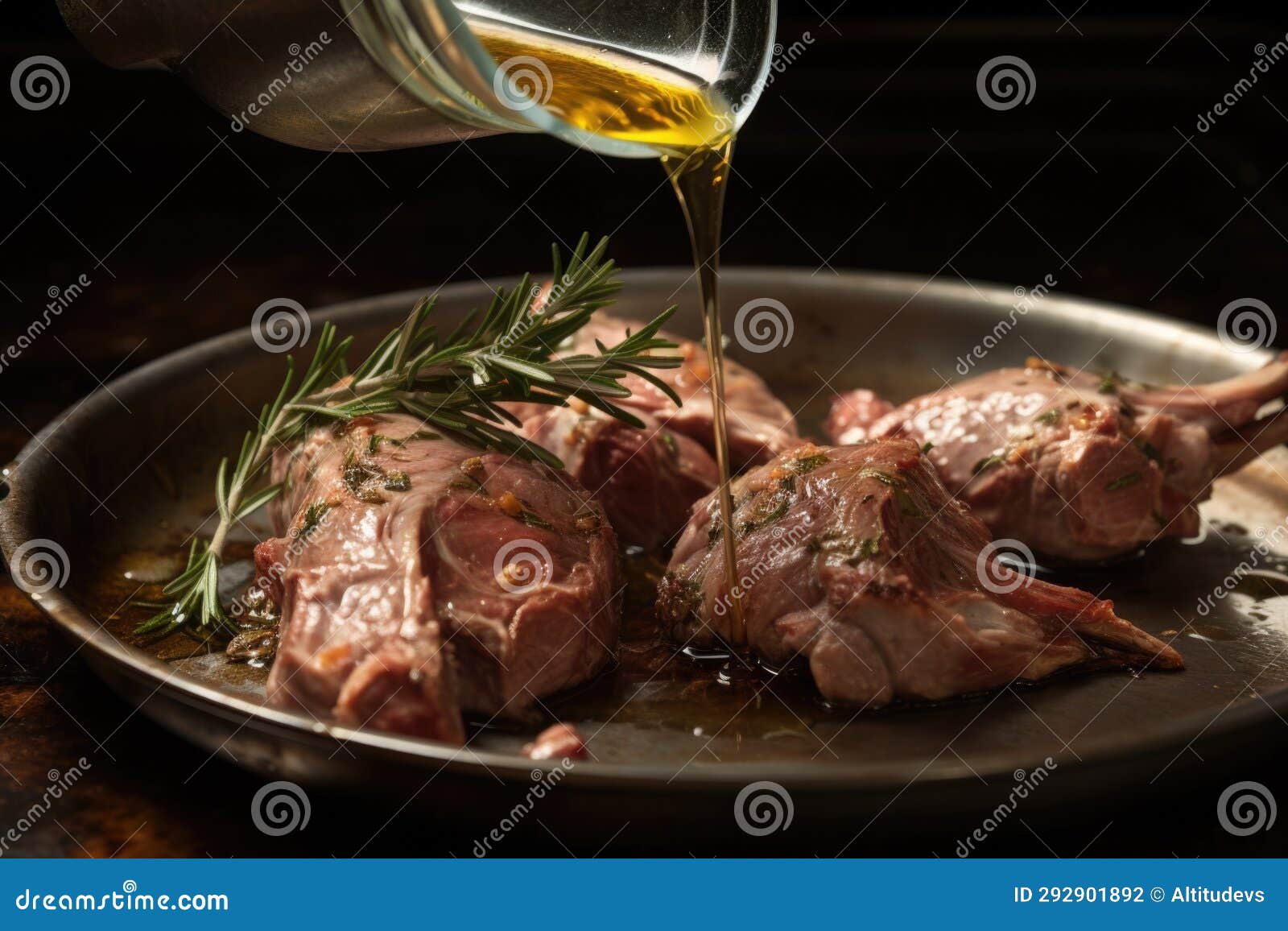 Freshly Cooked Lamb, with Garlic, Rosemary, and Oil Mixture Splashed on ...