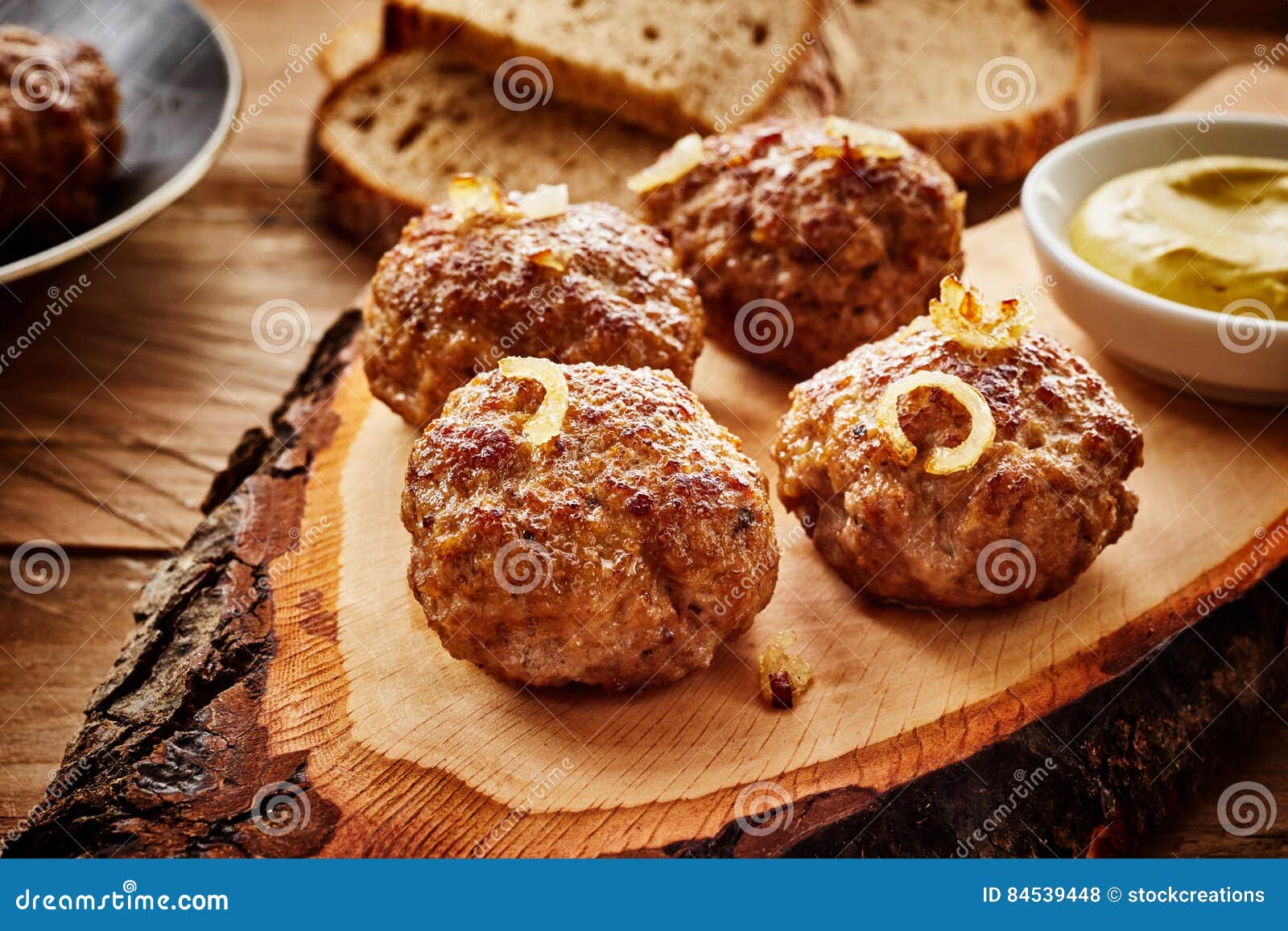 Freshly Cooked Meatballs on Rustic Table Stock Photo - Image of ground ...