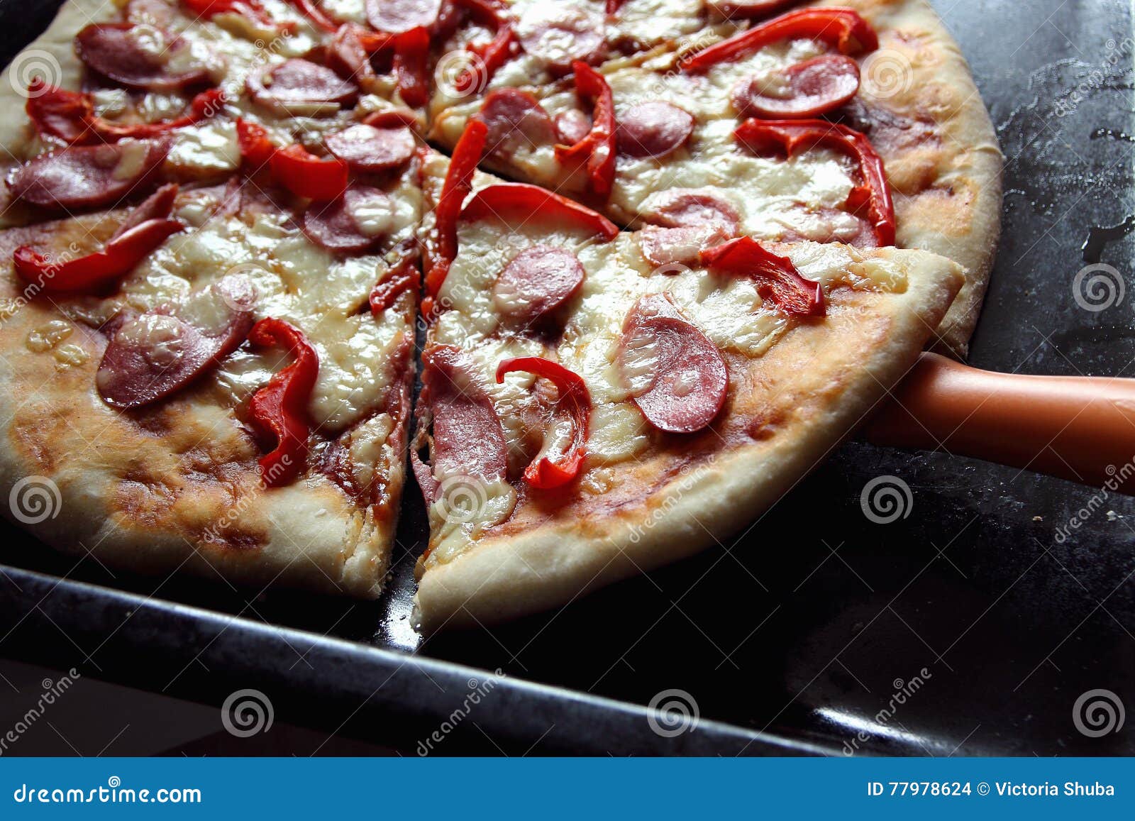 Freshly cooked pizza stock photo. Image of yellow, pastry - 77978624