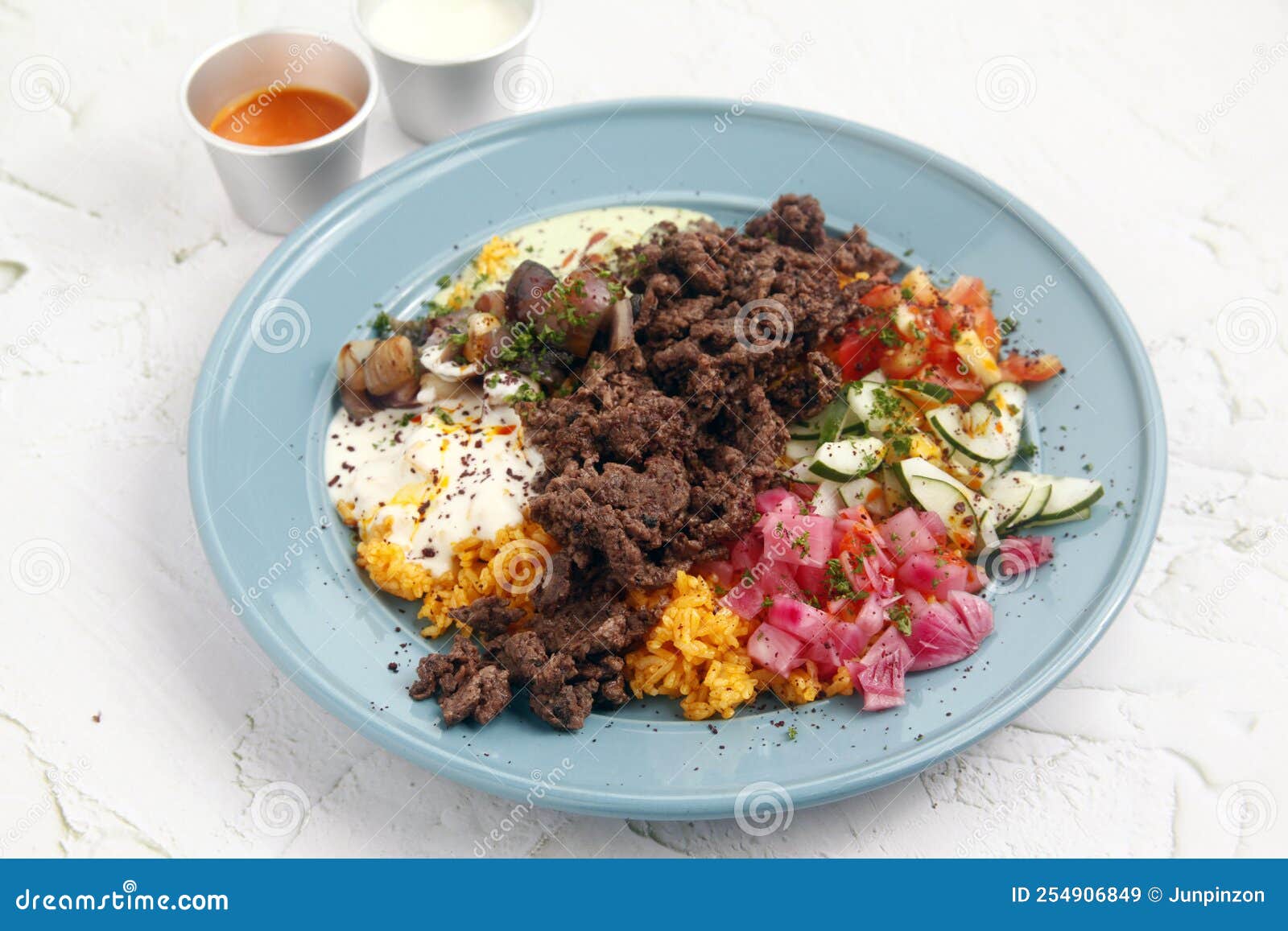 Freshly Cooked Shawarma with Rice Stock Image - Image of herbs, bowl ...
