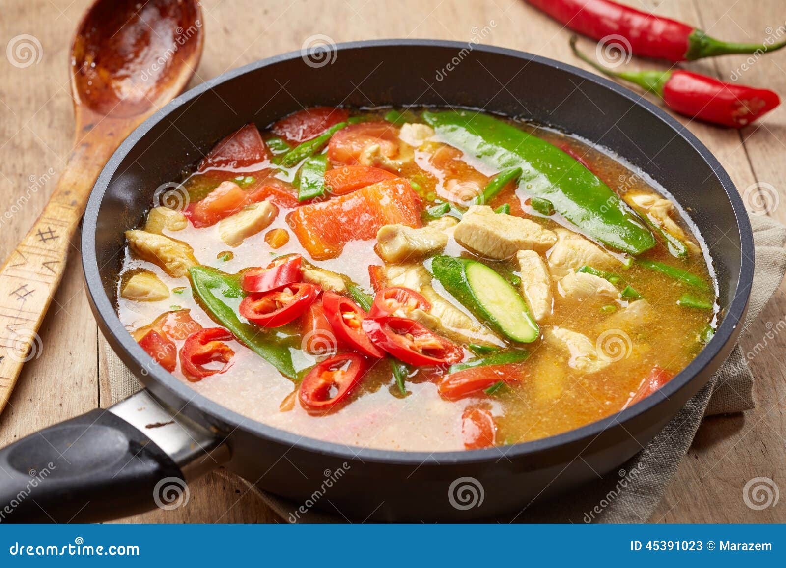 Freshly Cooked Spicy Chicken Soup Stock Image - Image of zuchini ...