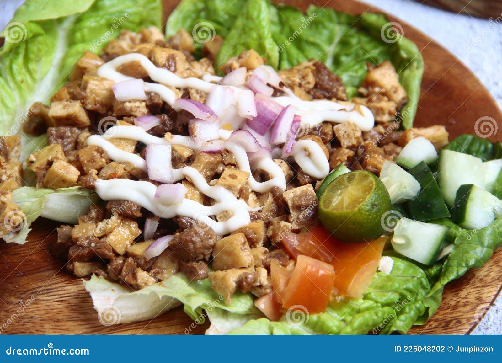 Freshly cooked tofu sisig stock photo. Image of side - 225048202