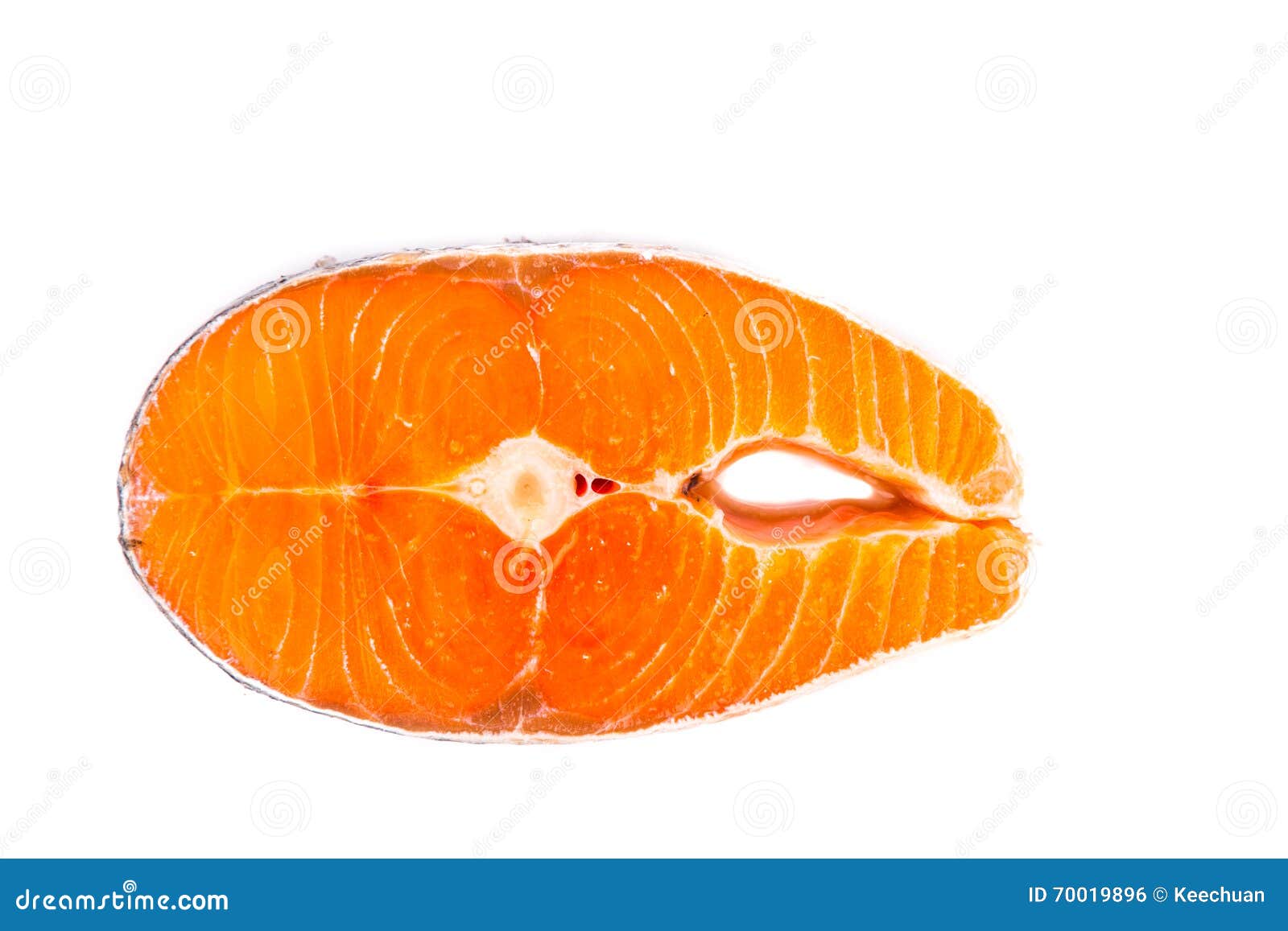 Freshly Cut Cross-section Of Salmon Blocks On White Background Royalty ...
