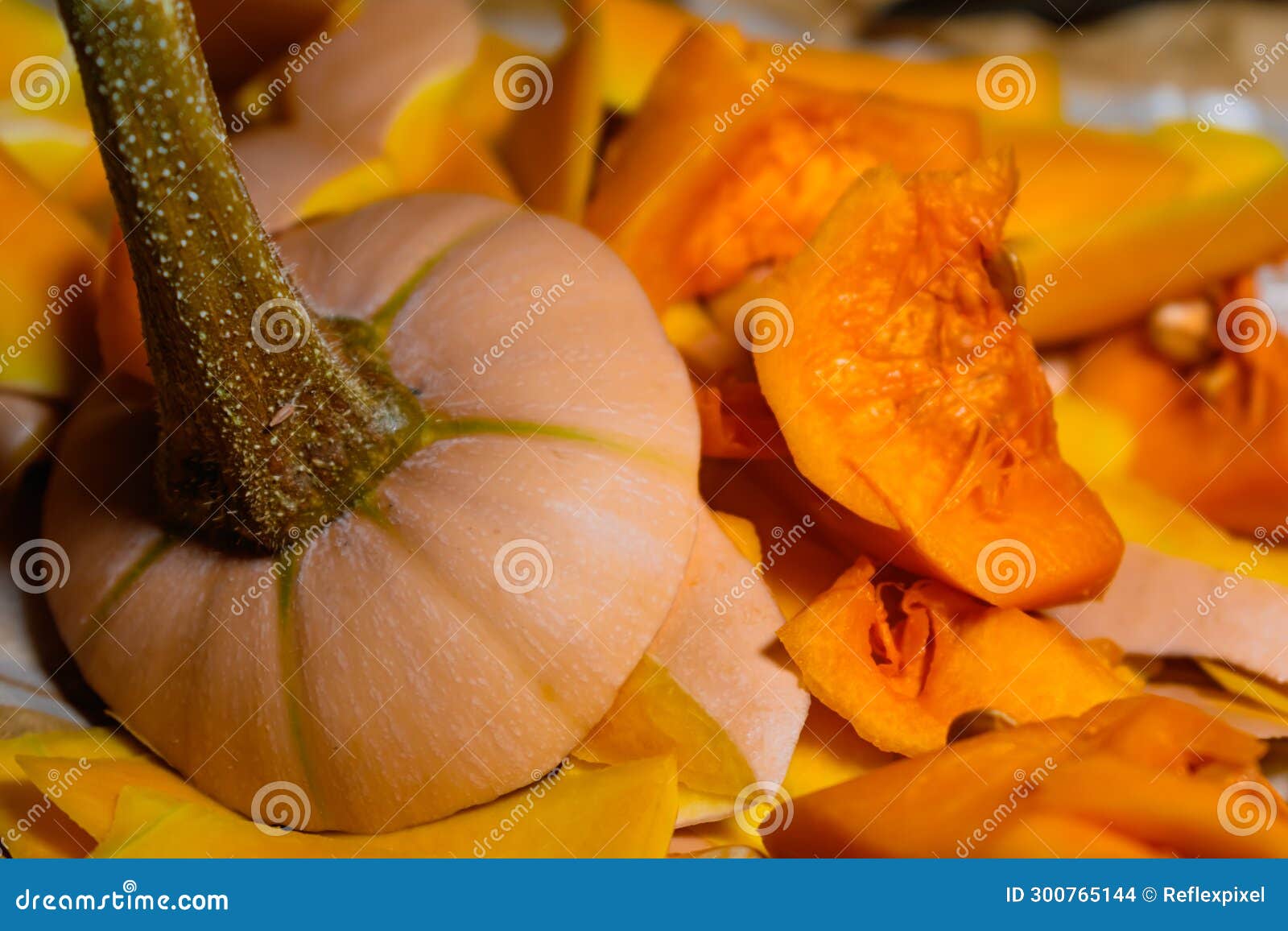 Freshly Cut and Peeled Butternut, Peelings for Compost Stock Photo ...